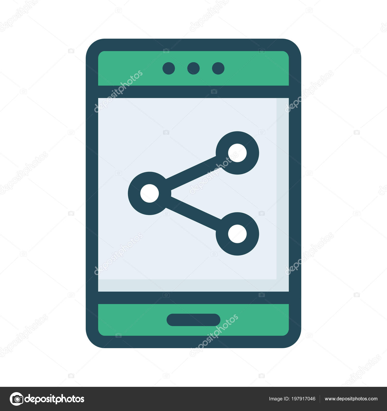 Green Smartphone Sharing Symbol Grey Screen Stock Vector by ...