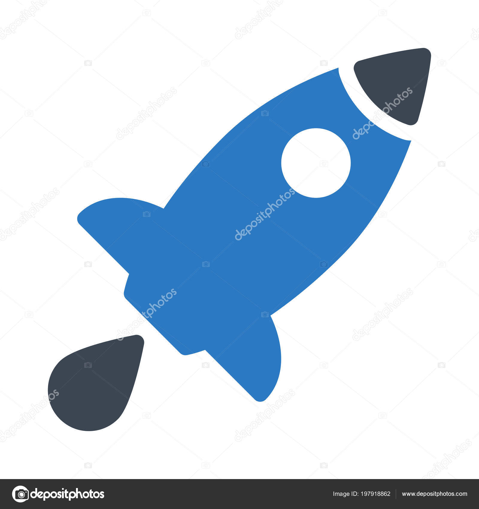 Cohete Azul Aislado Sobre Fondo Blanco Vector de stock por ...
