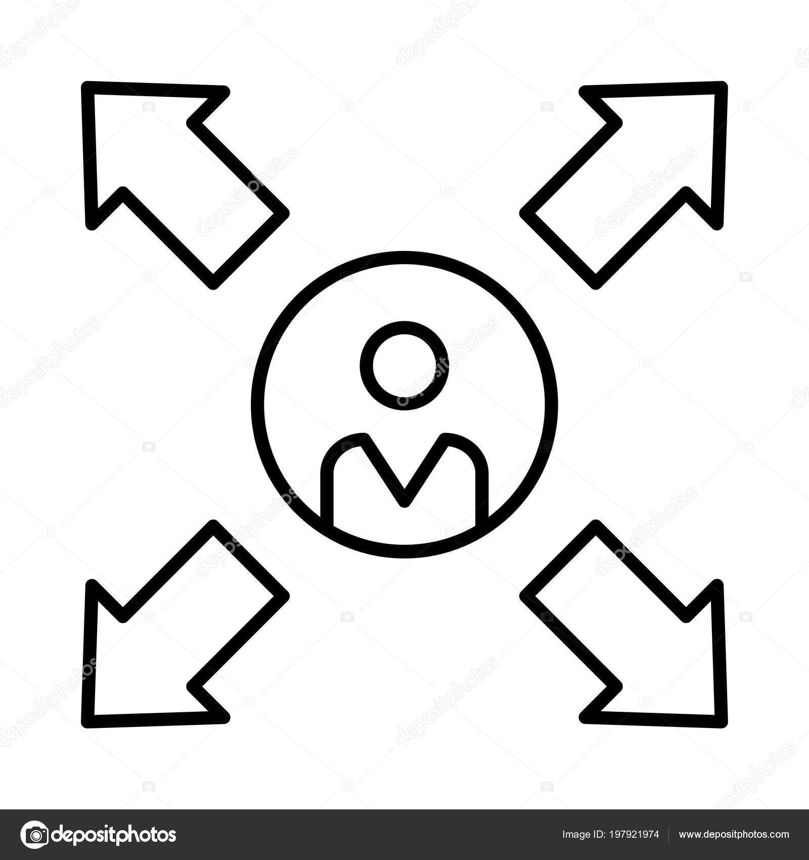 Person Icon Arrows Isolated White Background Stock Vector Image by ...