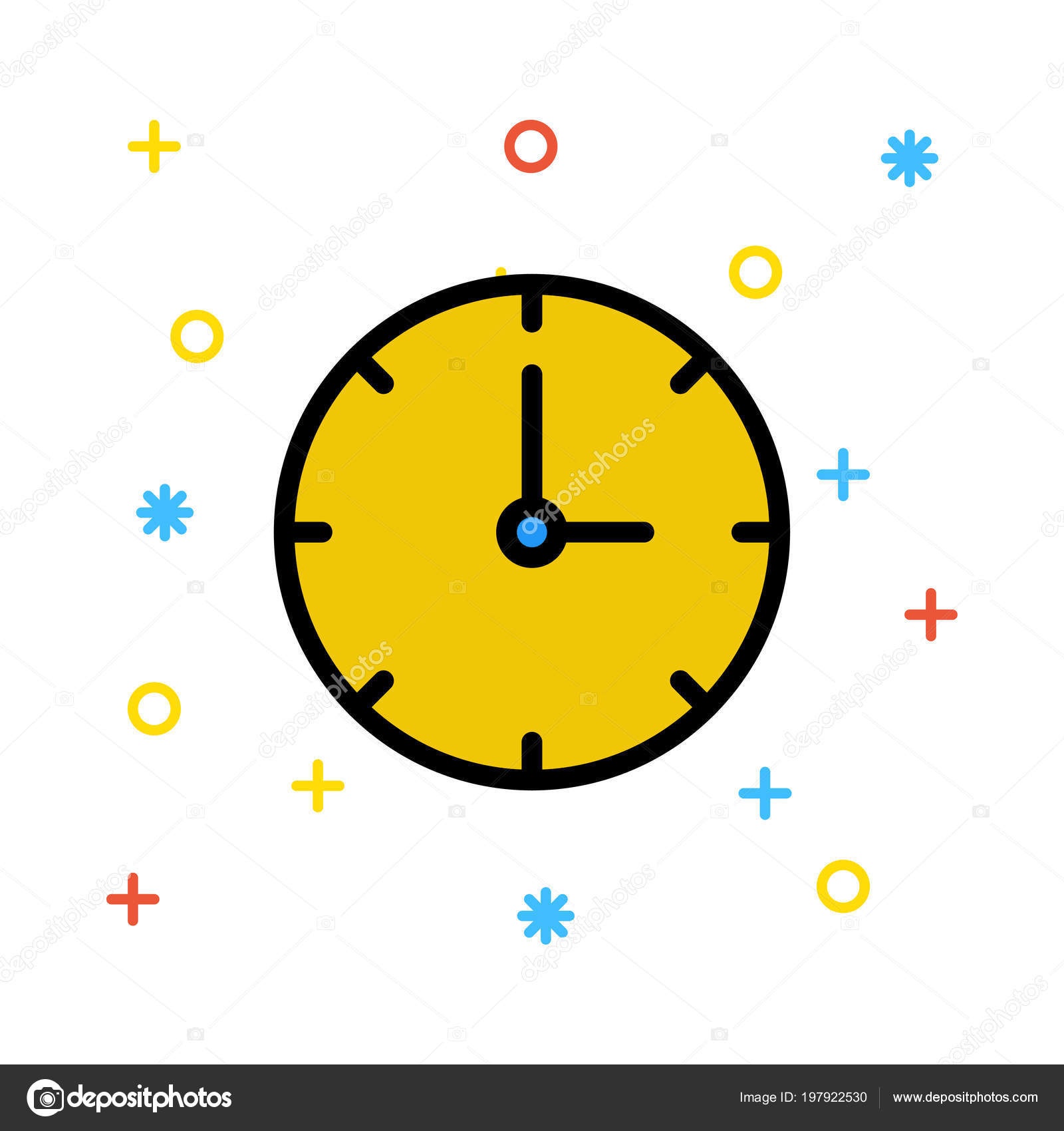 Yellow Clock White Background Colourful Signs Stock Vector by ...