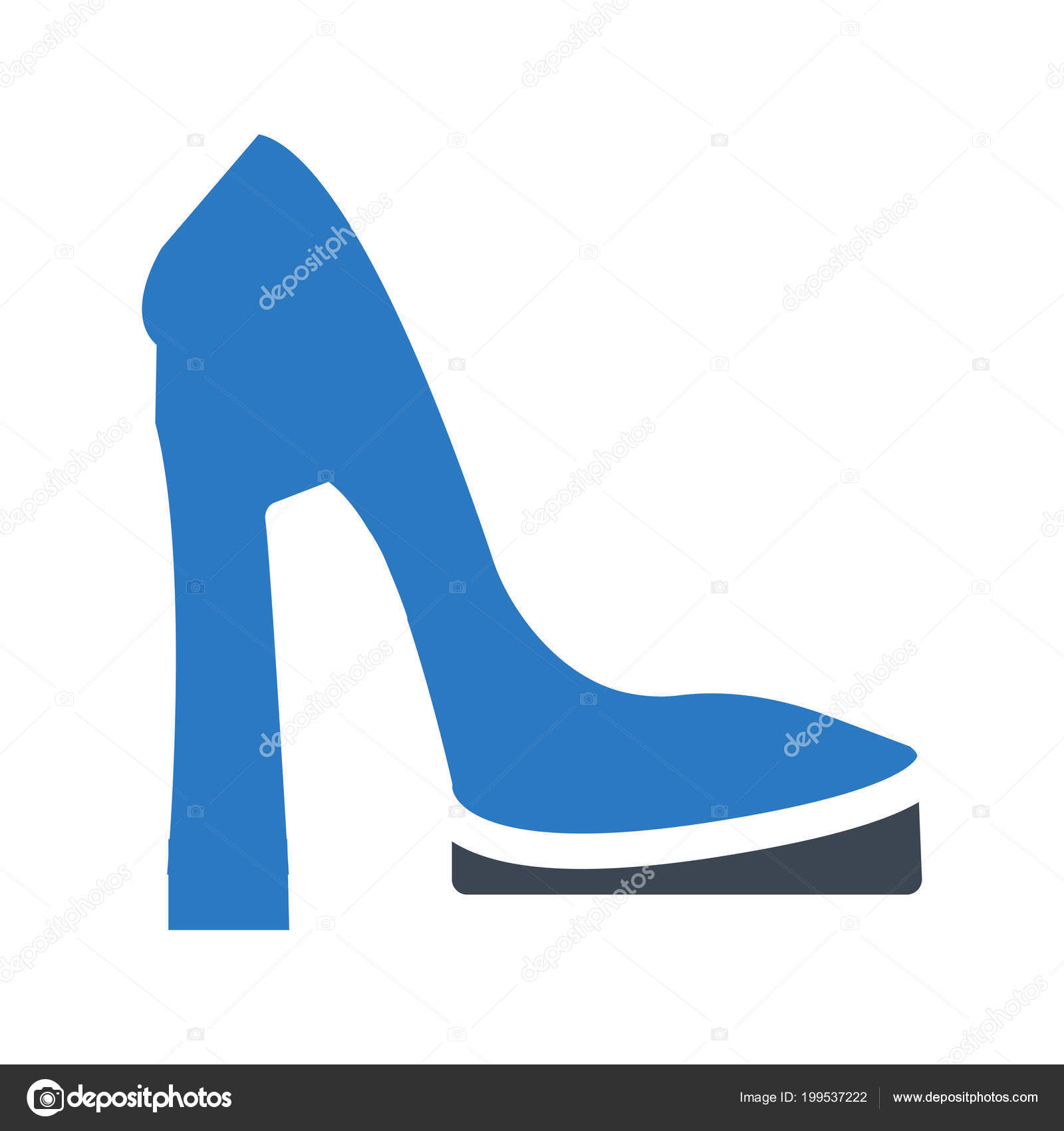Blue High Heel Shoe Flat Style Isolated White Background Stock Vector ...