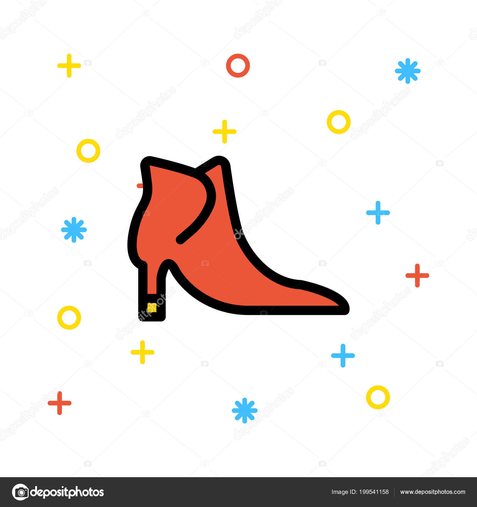 Image vectorielle Chaussure Femelle Rouge Sur Fond Blanc Avec Des ...