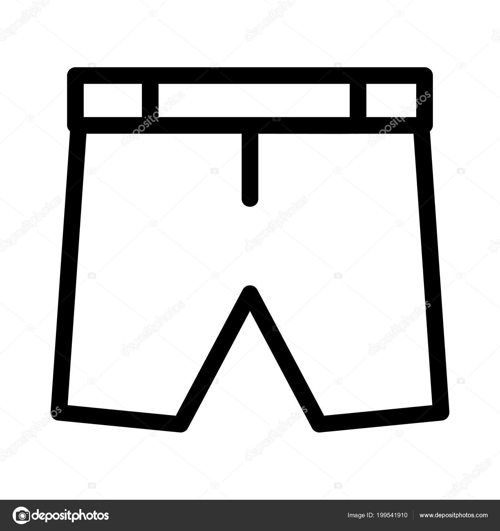 Black Outline Big Size Shorts Isolated White Background Stock Vector by ...