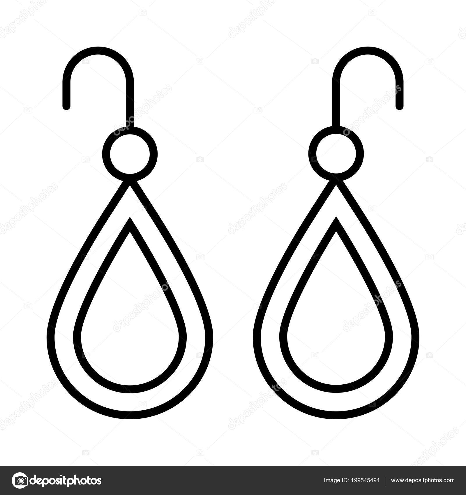 Outline Earrings Isolated White Background Stock Vector by ...