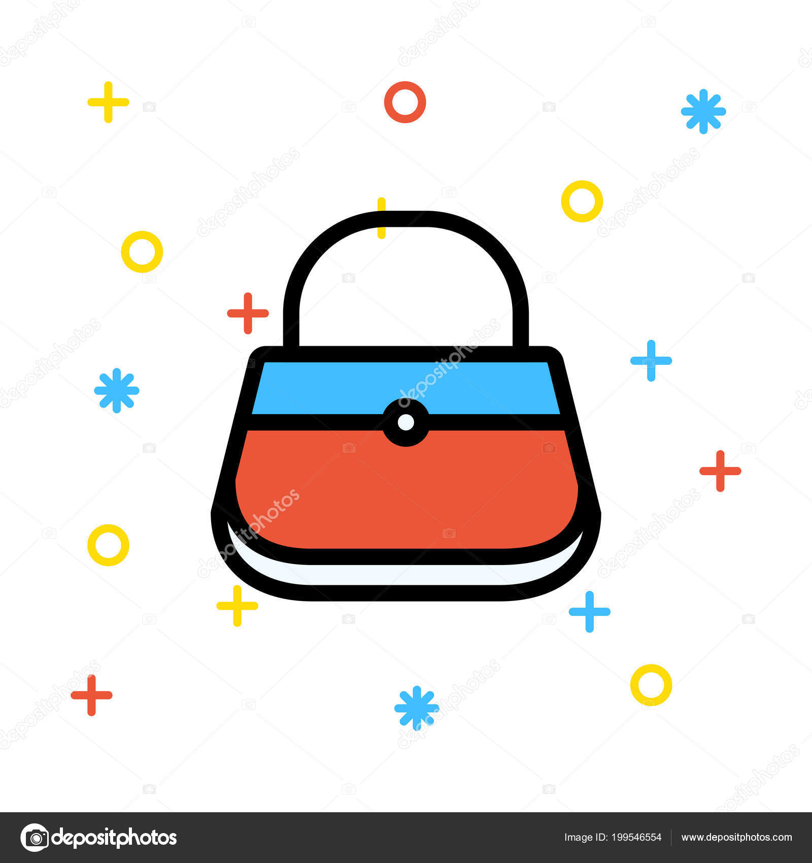 Red Blue Bag White Background Colourful Symbols Stock Vector by ...