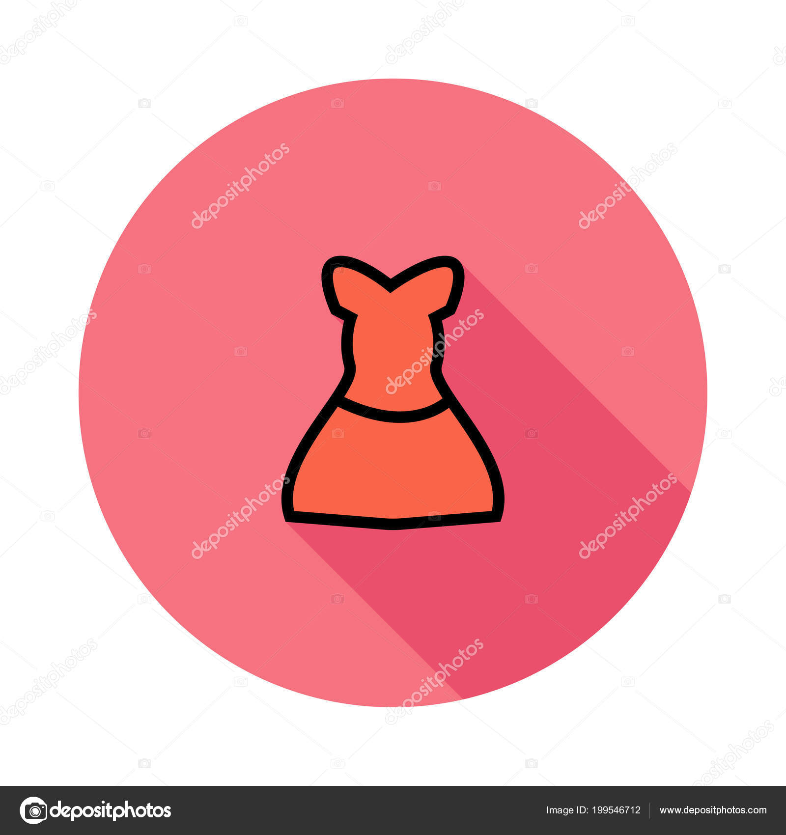 Red Dress Pink Circle Isolated White Background Stock Vector by ...