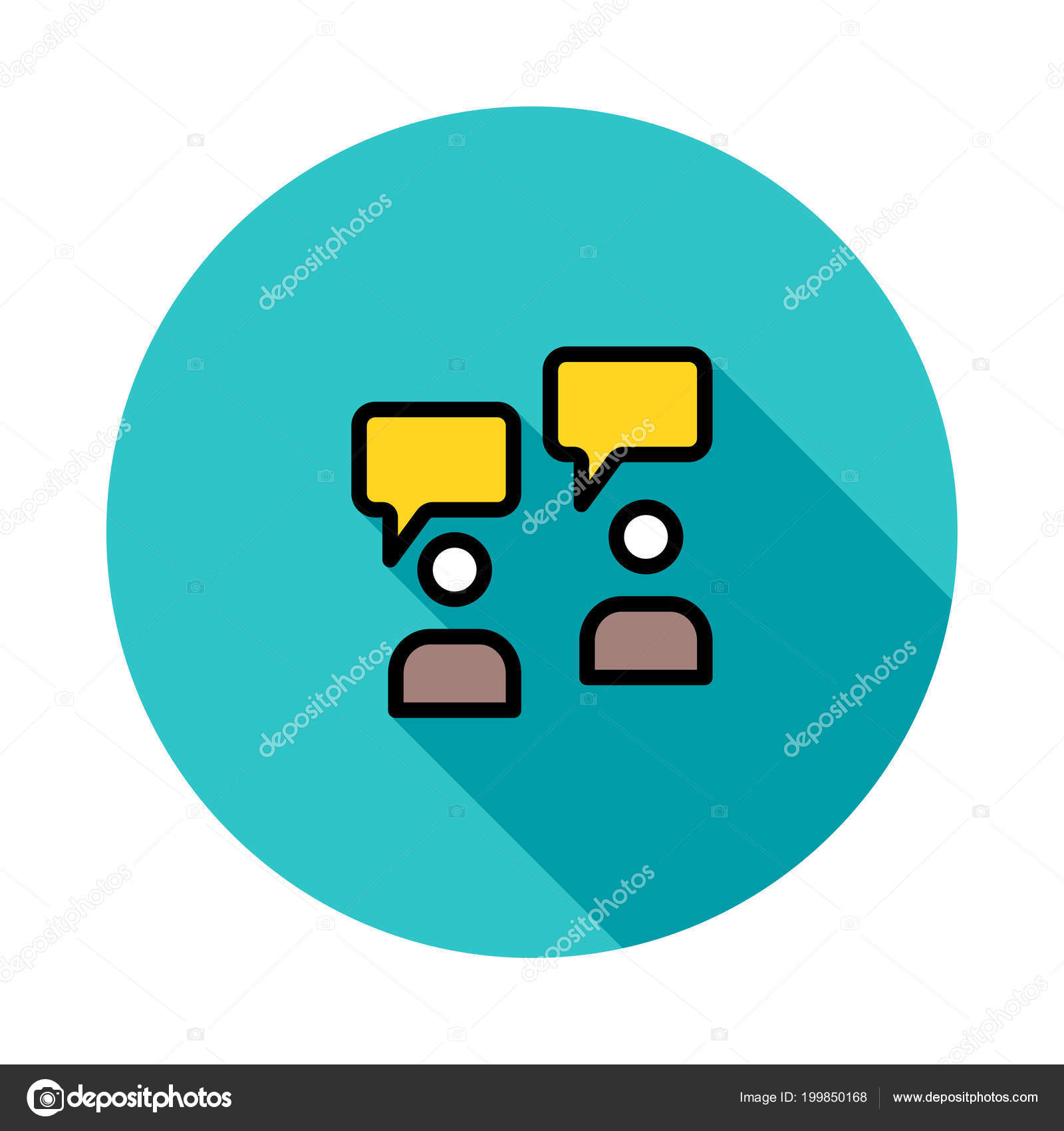 Speaking People Icons Blue Circle Isolated White Background Stock ...
