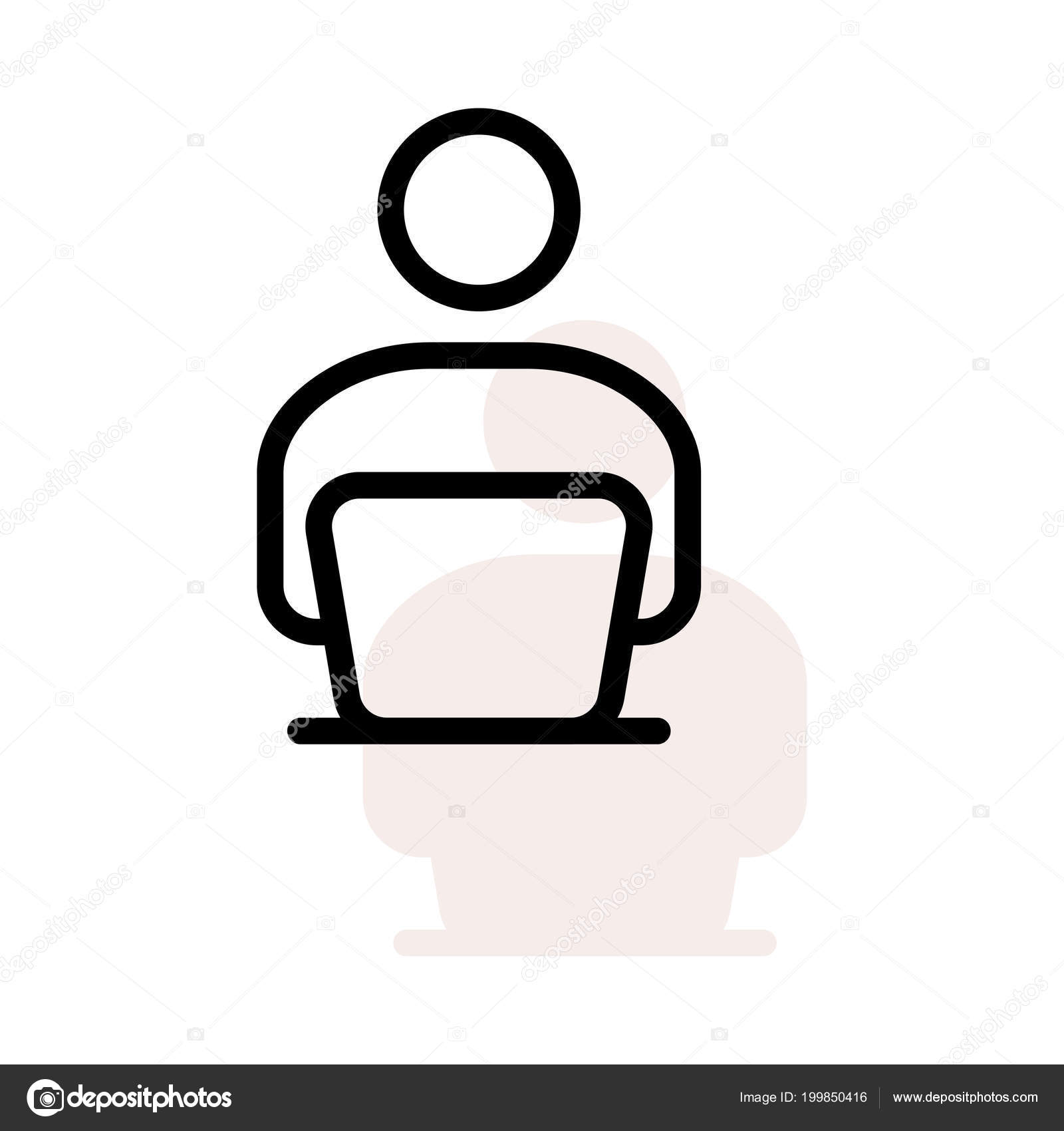 Person Icon Laptop White Background Beige Shadow Stock Vector Image by ...
