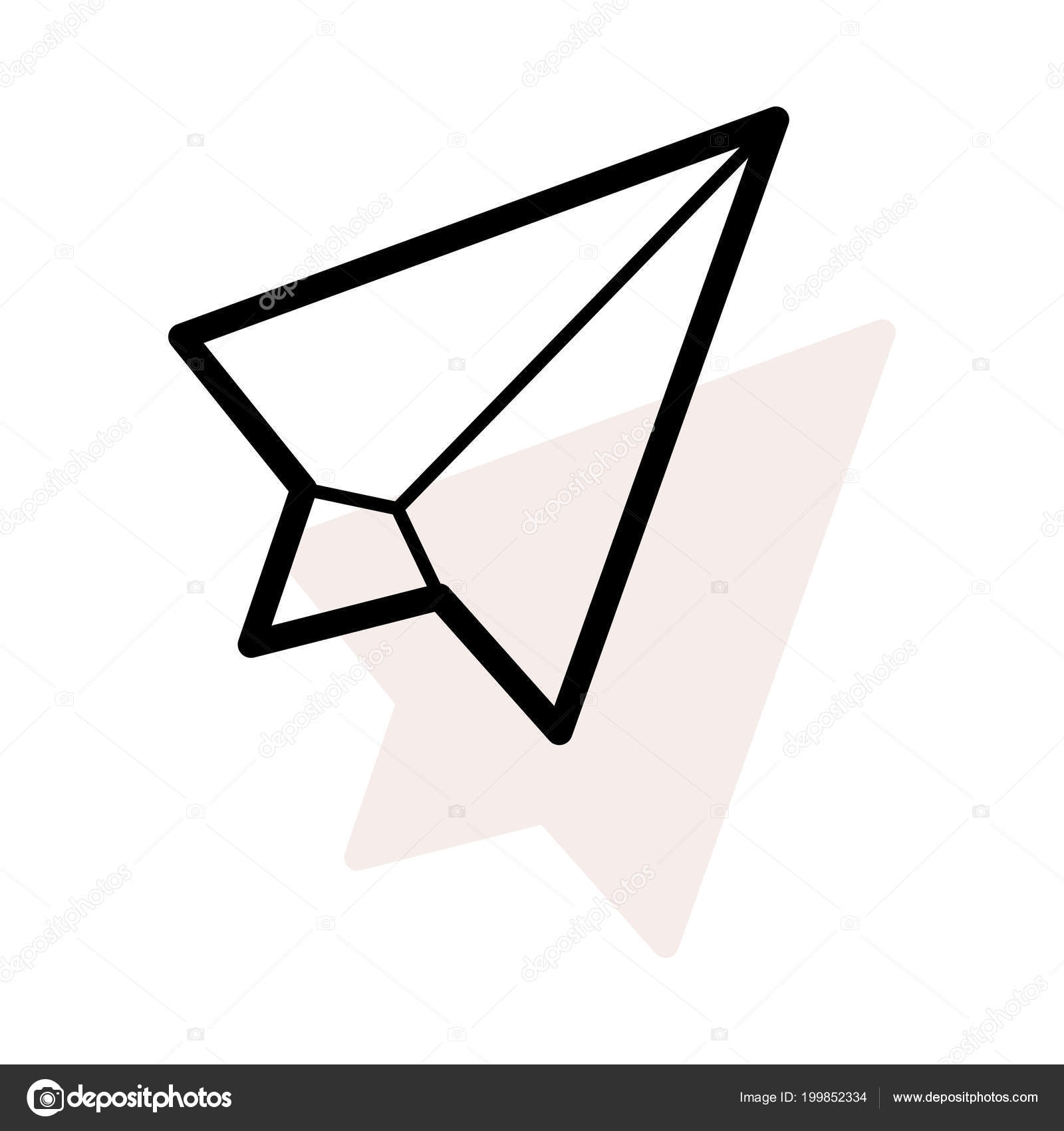 Paper Airplane White Background Beige Shadow Stock Vector Image by ...