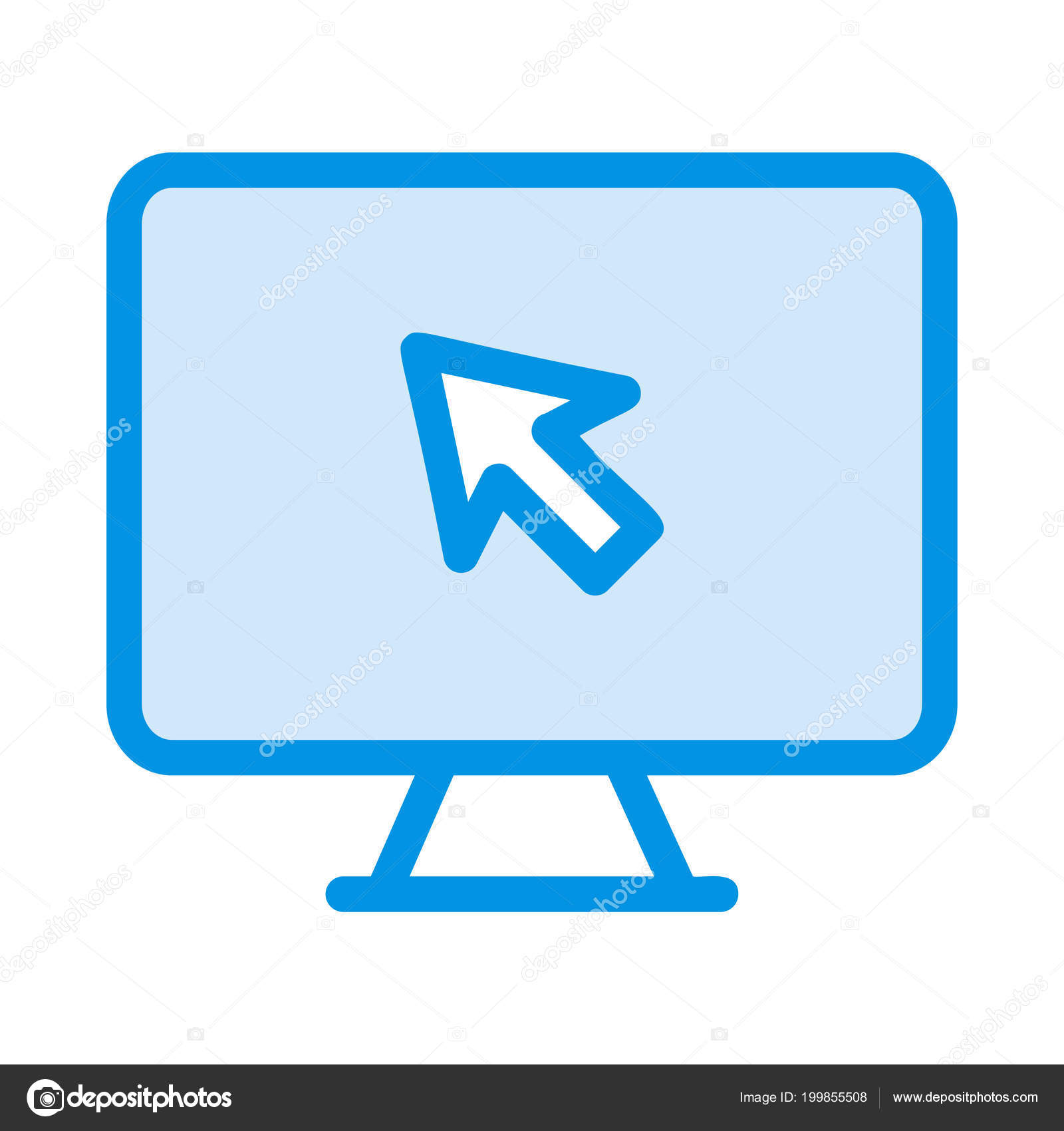 Blue Computer Monitor White Arrow Isolated White Background Stock ...