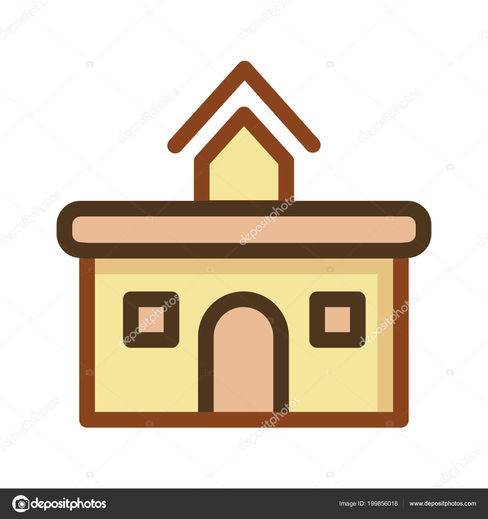 Yellow Orange Building Isolated White Background Stock Vector by ...