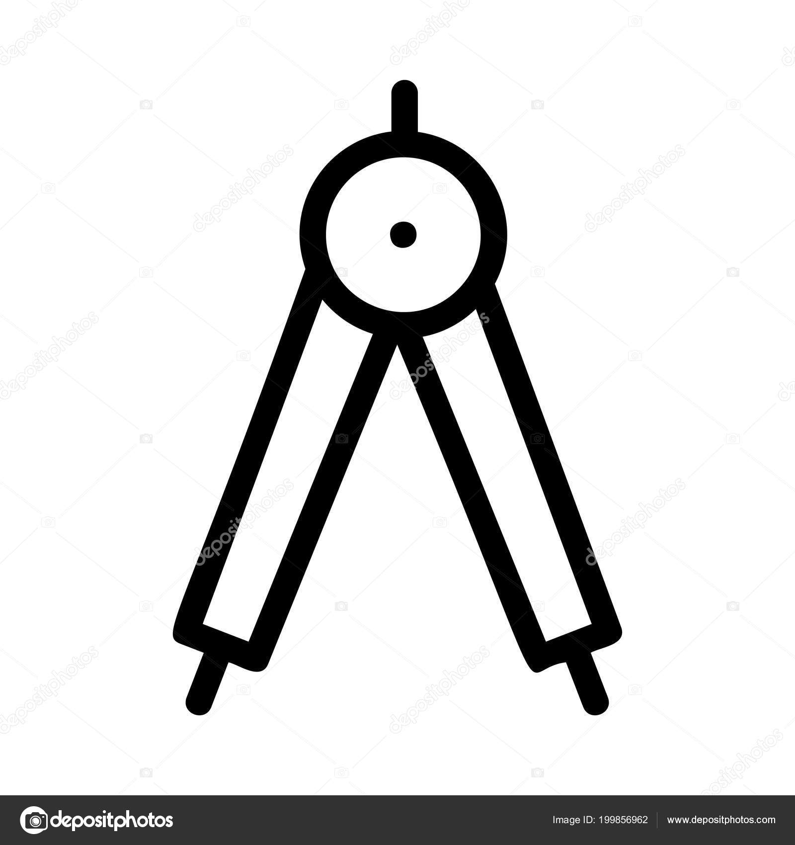 Black Outline Compass Isolated White Background Stock Vector Image by ...