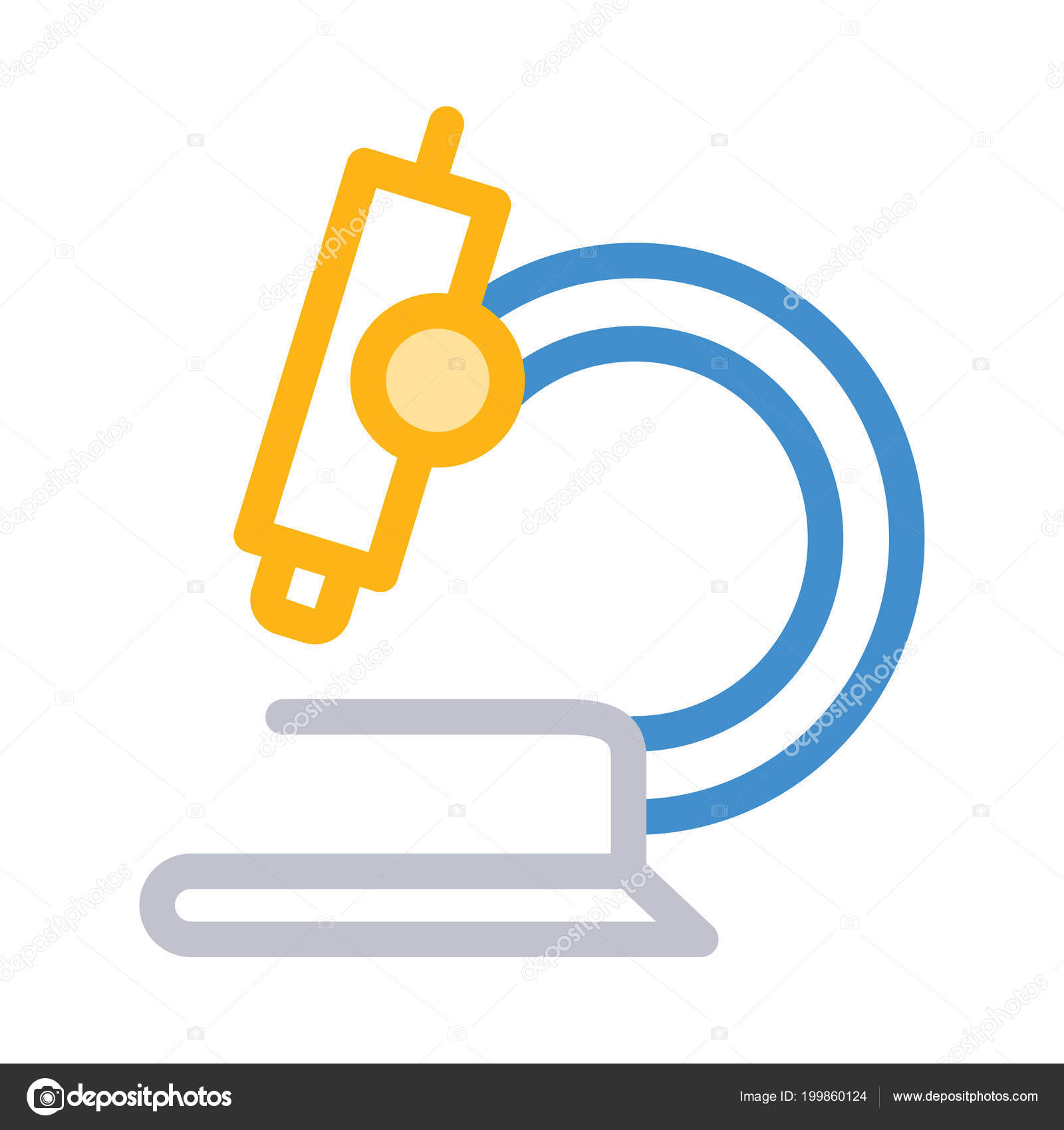 Yellow Blue Grey Microscope Isolated White Background Stock Vector ...