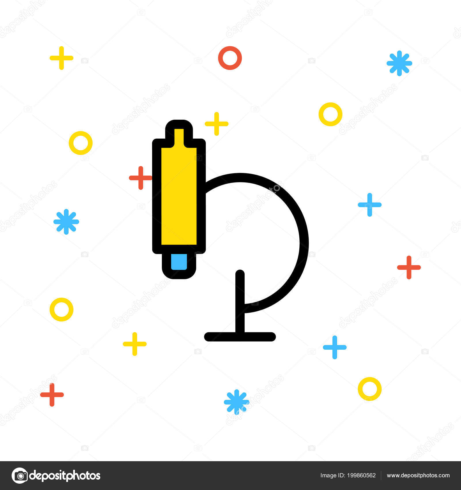 Yellow Microscope White Background Colourful Signs Stock Vector by ...