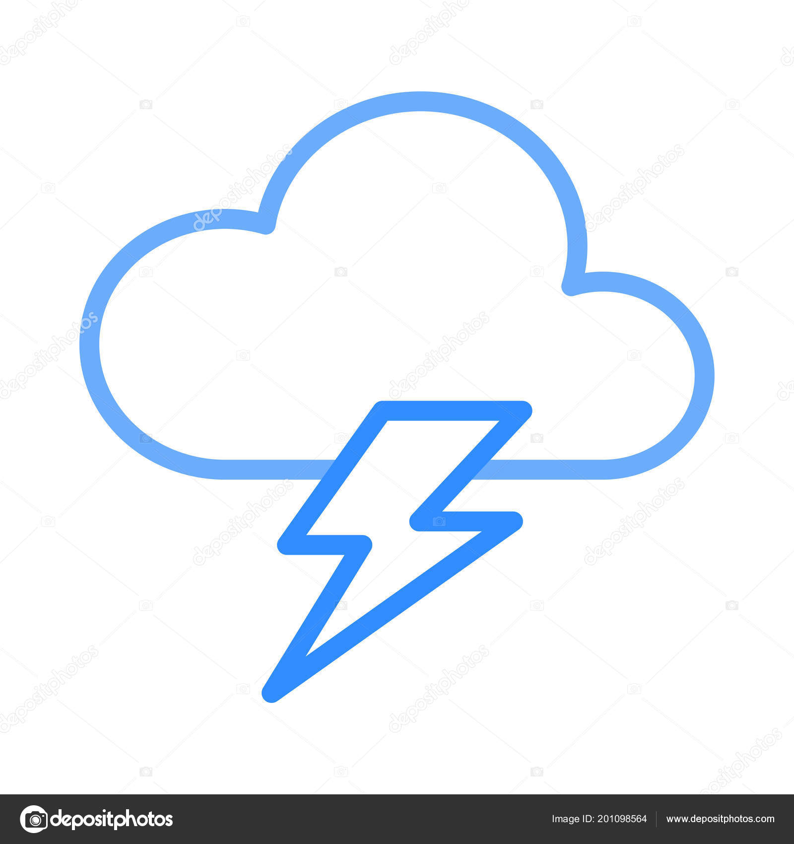 Blue Cloud Flash Isolated White Background Stock Vector by ...