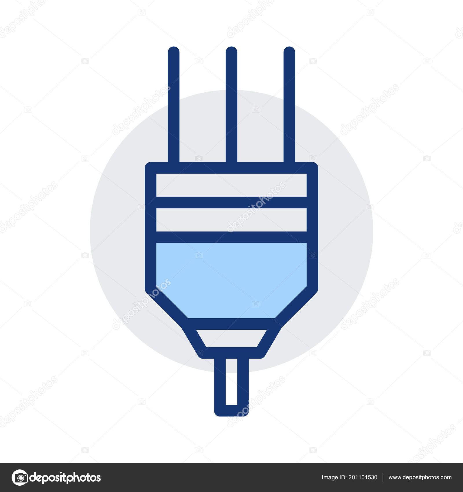 Triple Plug Blue Grey Colours Isolated White Background Stock Vector ...