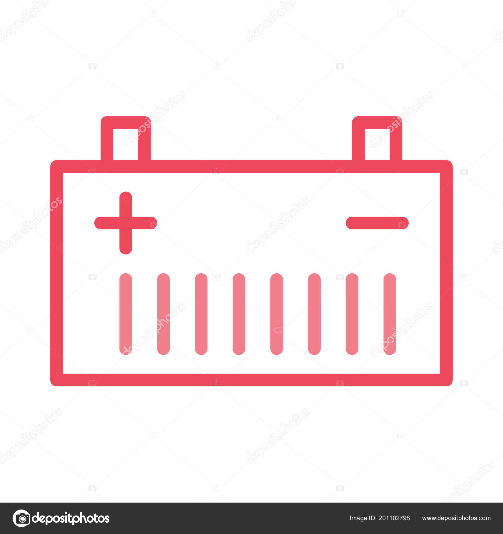 Red Wide Battery Symbols Isolated White Background Stock Vector Image ...