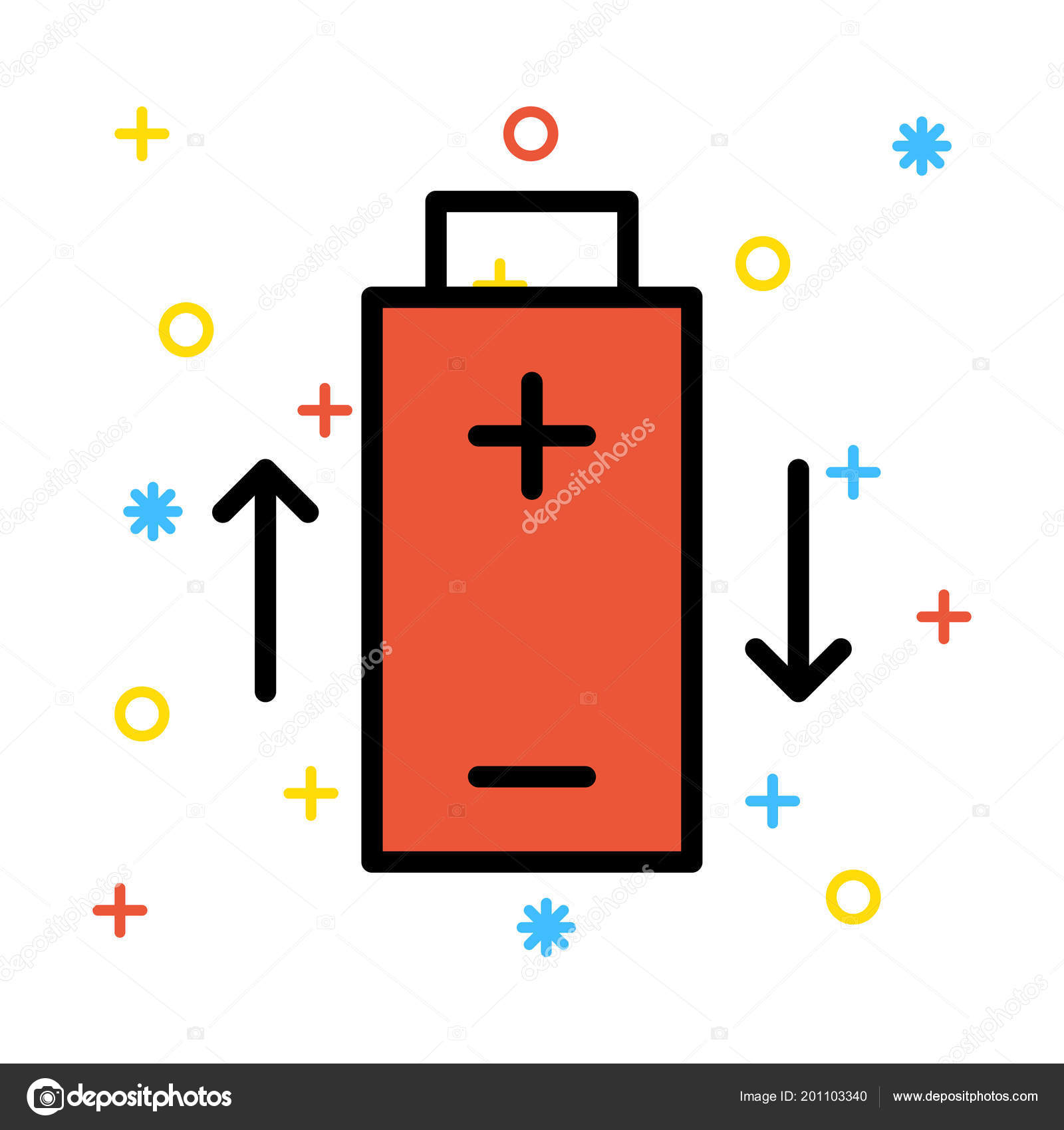 Red Battery Signs White Background Colourful Symbols Stock Vector by ...