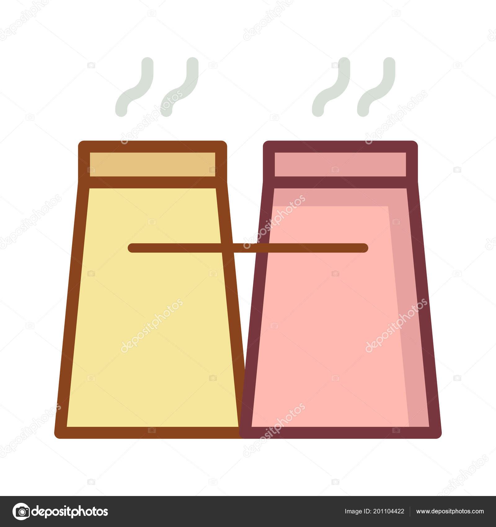 Yellow Pink Chimneys Isolated White Background Stock Vector by ...