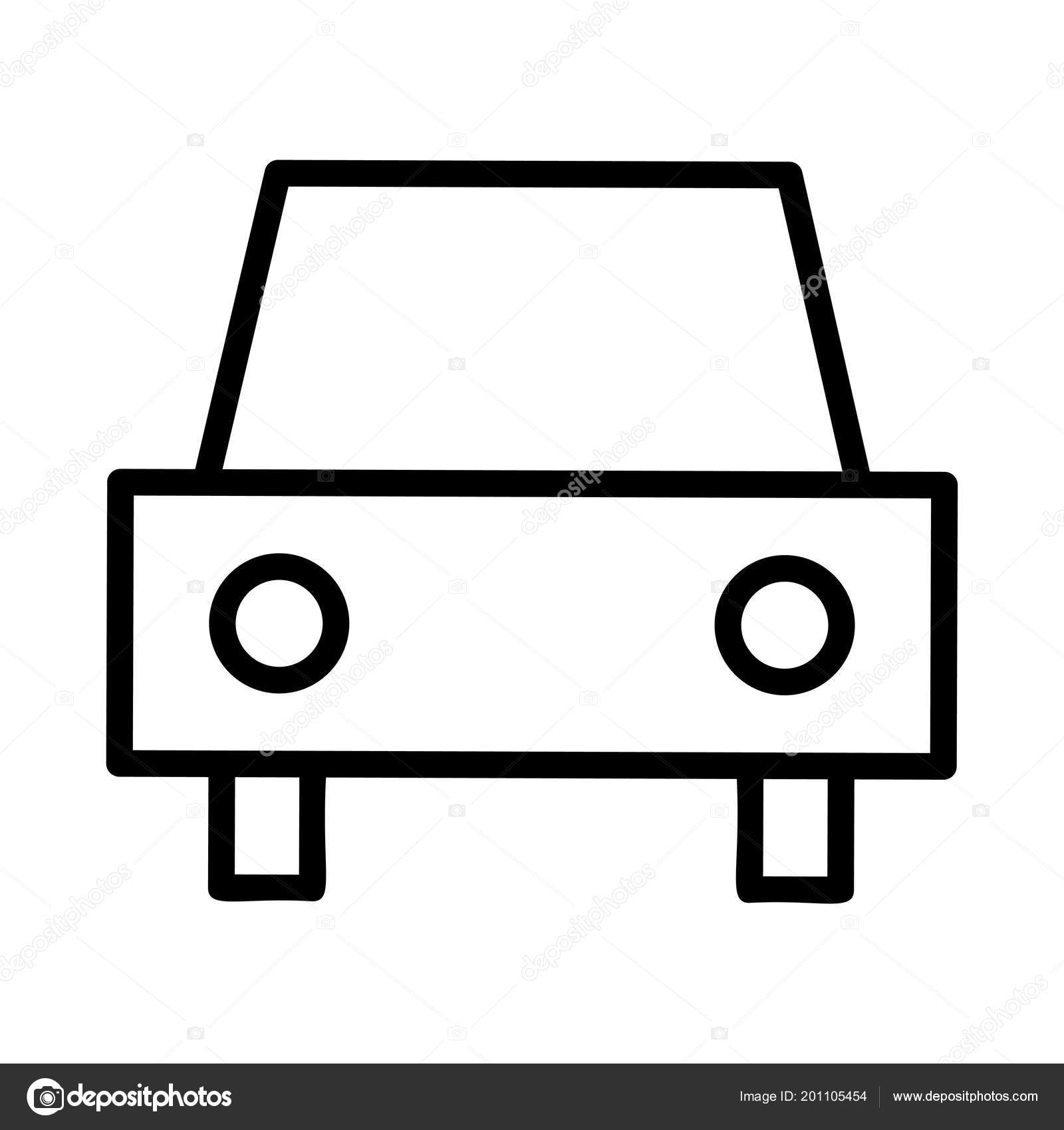 Black Outline Car Isolated White Background Stock Vector by ...
