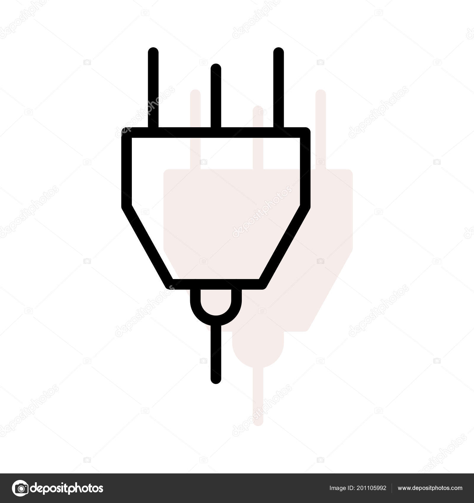 Triple Plug Isolated White Background Beige Shadow Stock Vector Image ...