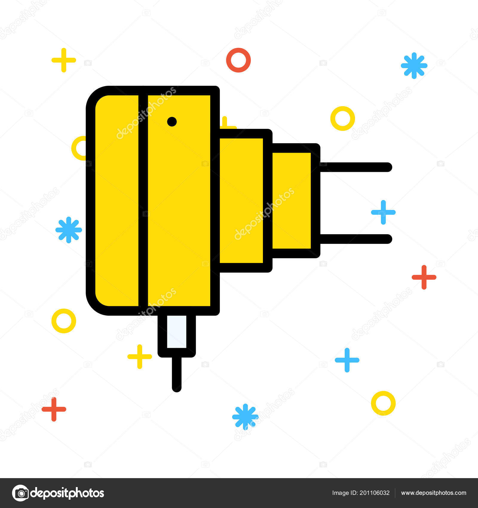 Yellow Smartphone Plug White Background Colourful Symbols Stock Vector ...