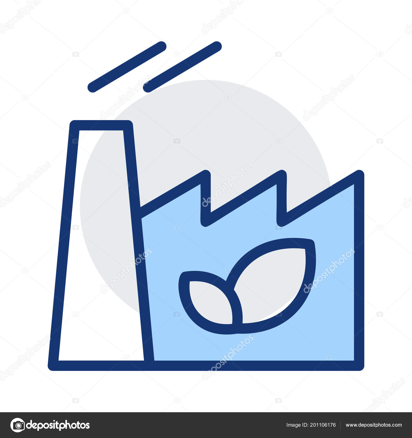 Eco Factory Grey Blue Colours Isolated White Background Stock Vector ...