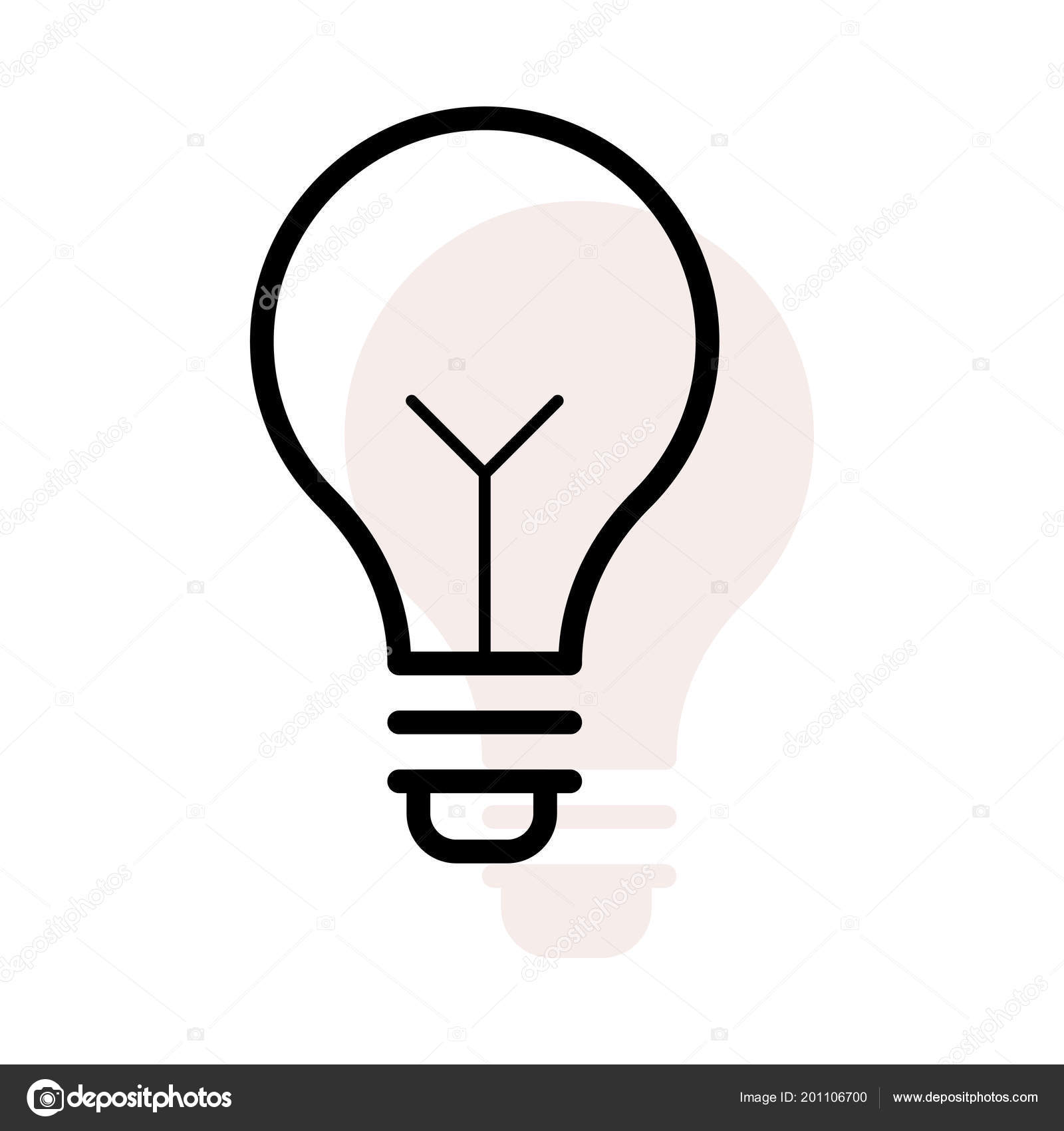 Lamp Bulb Isolated White Background Beige Shadow Stock Vector Image by ...