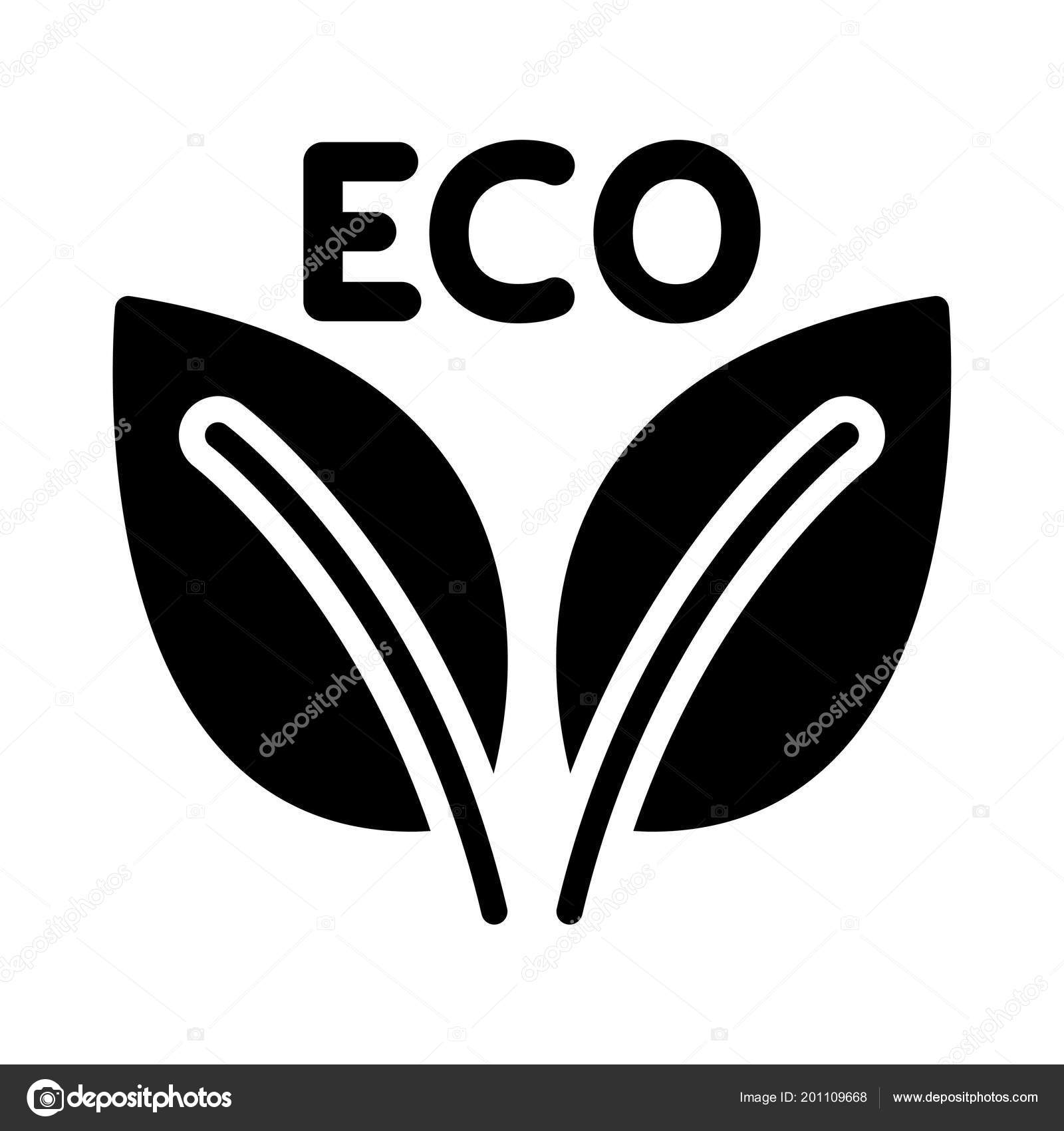 Glifo Eco Letras Con Hojas Aisladas Sobre Fondo Blanco Vector de stock ...