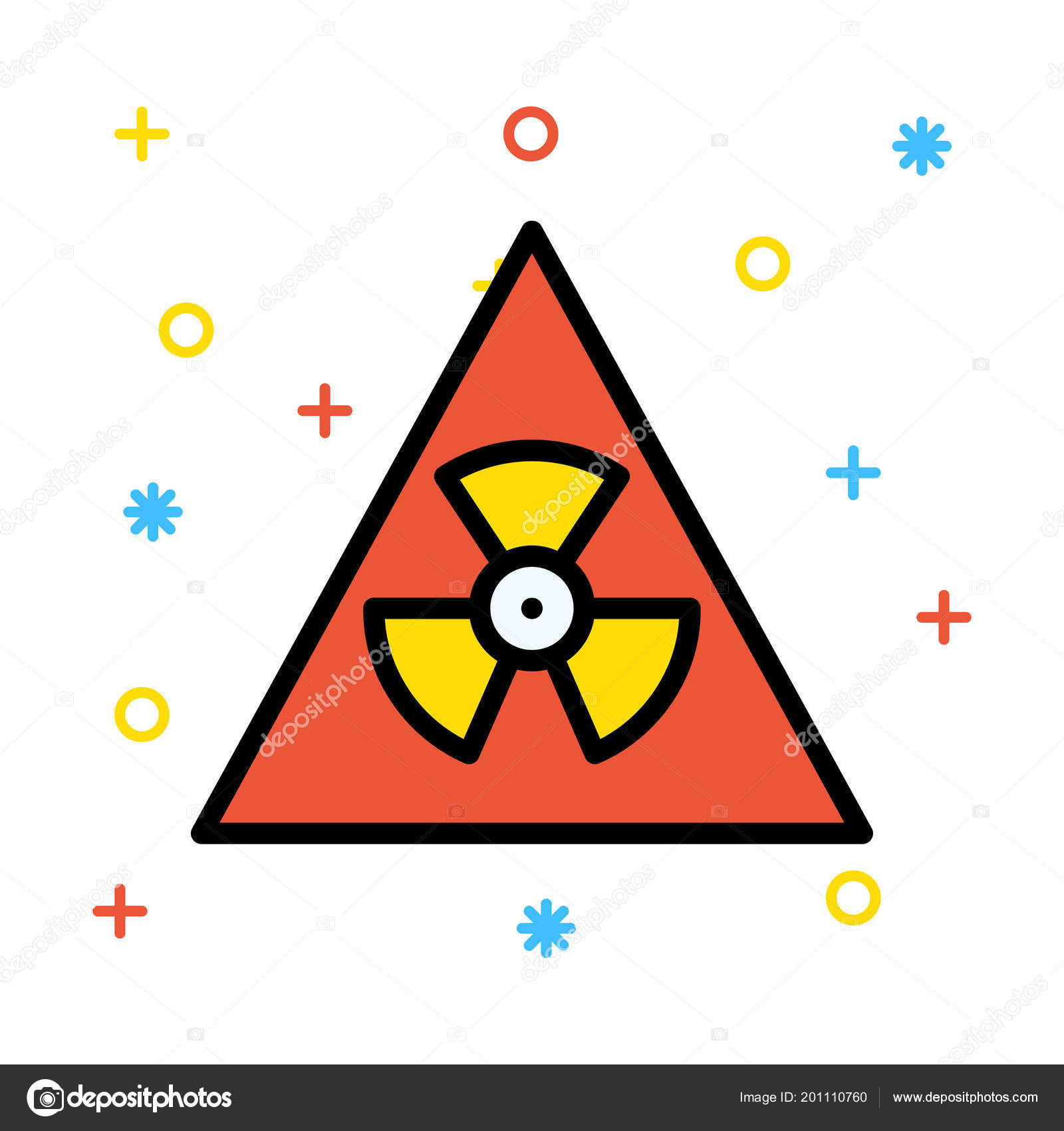 Radioactive Triangle White Background Colourful Symbols Stock Vector by ...