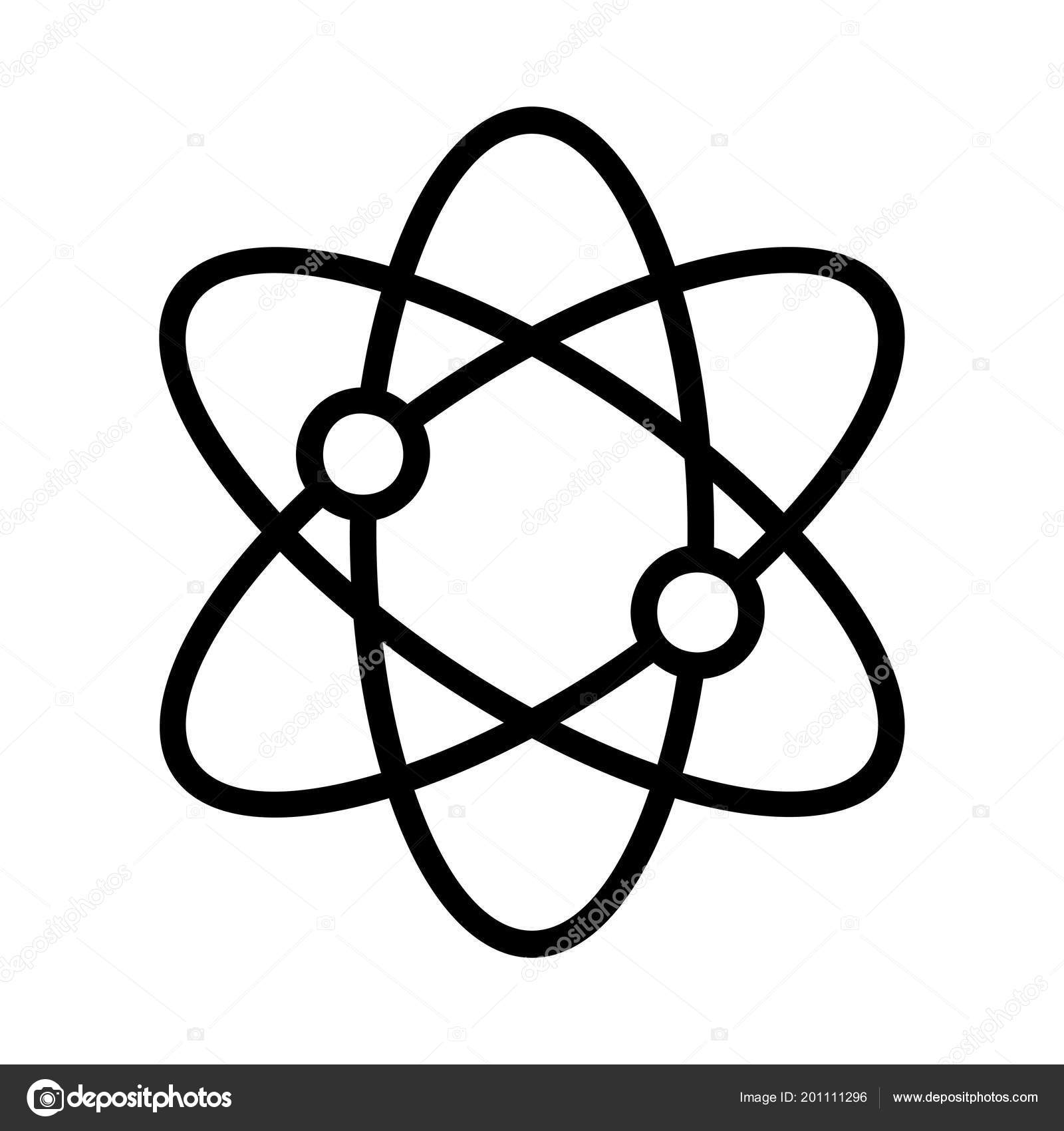 Black Outline Atom Isolated White Background Stock Vector by ...