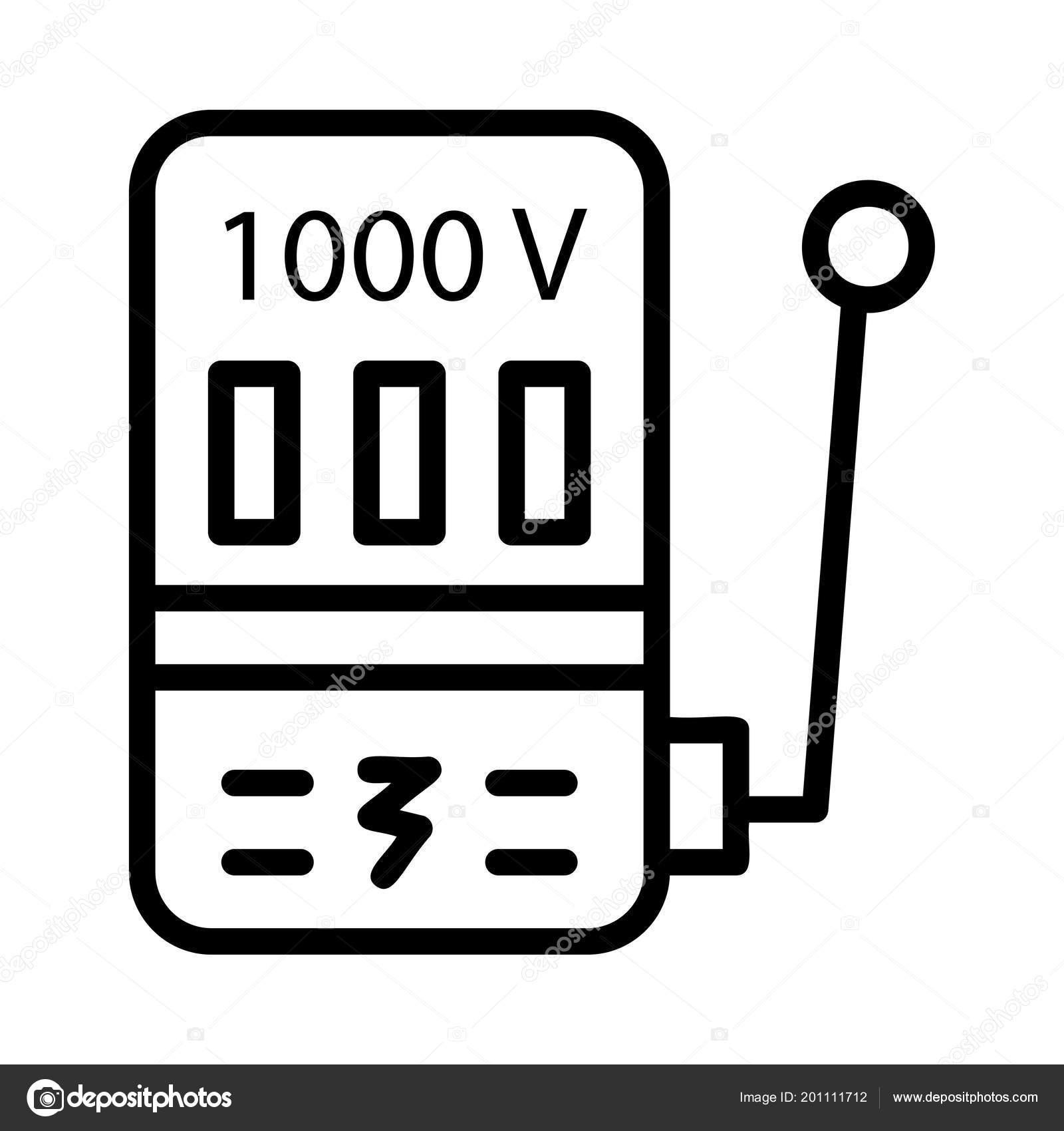 Black Outline Voltage Meter Isolated White Background Stock Vector by ...