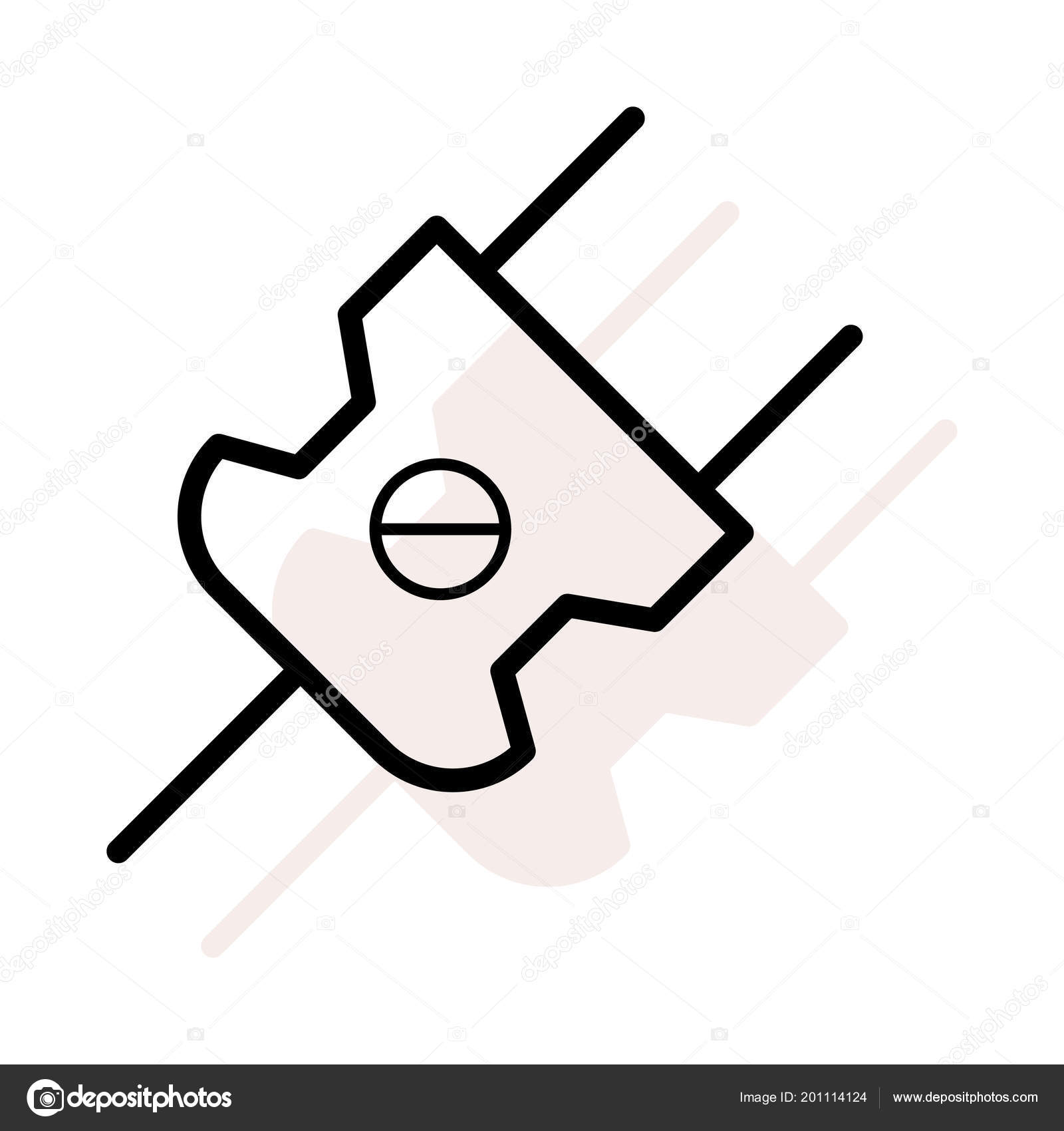 Plug Line Wrong Sign Isolated White Background Beige Shadow Stock ...