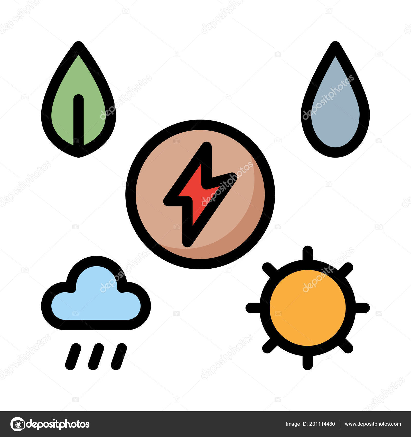 Energy Symbols Isolated White Background Stock Vector by ©dinosoftlabs ...