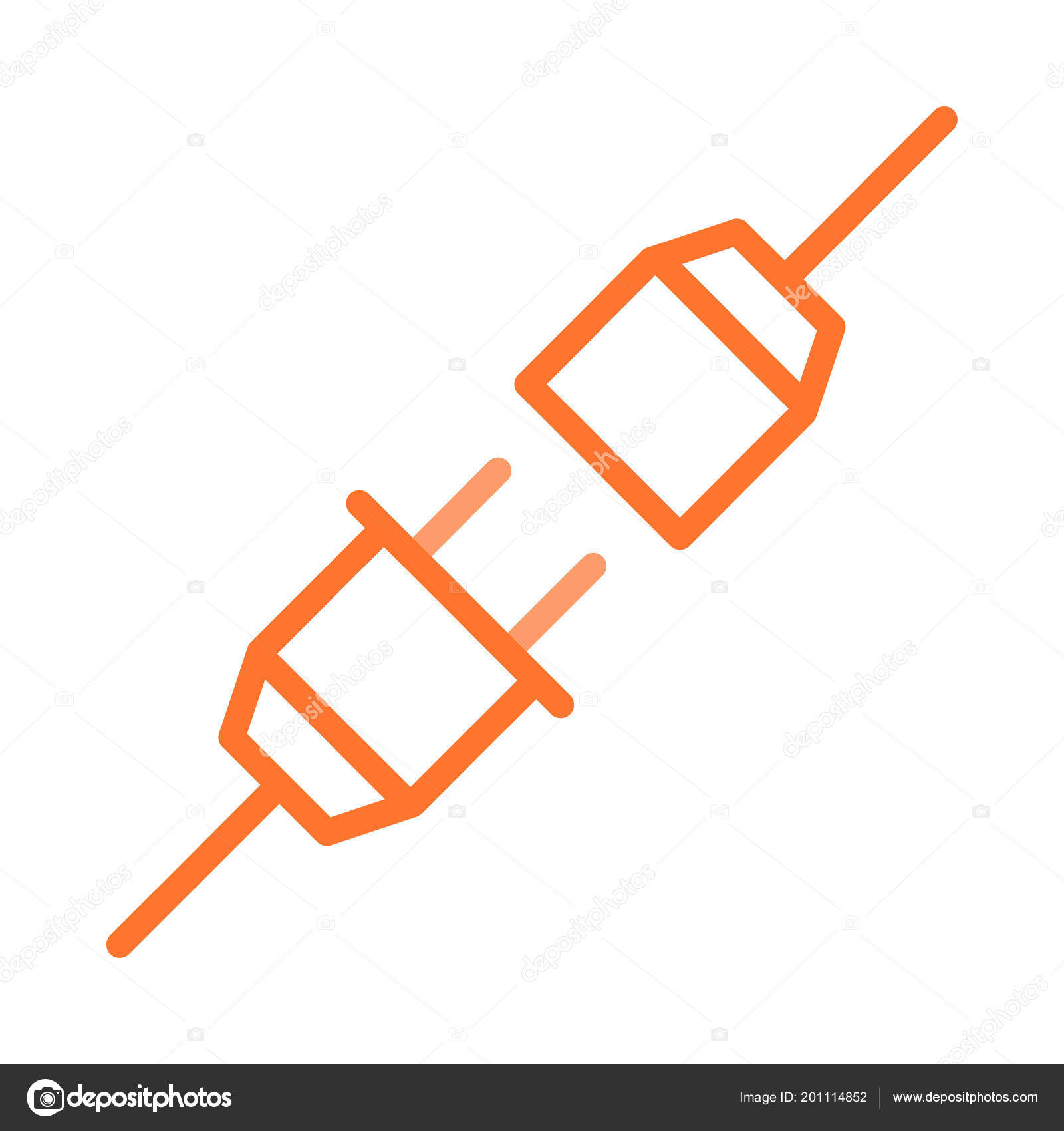 Outline Orange Plug Adapter Isolated White Background Stock Vector by ...