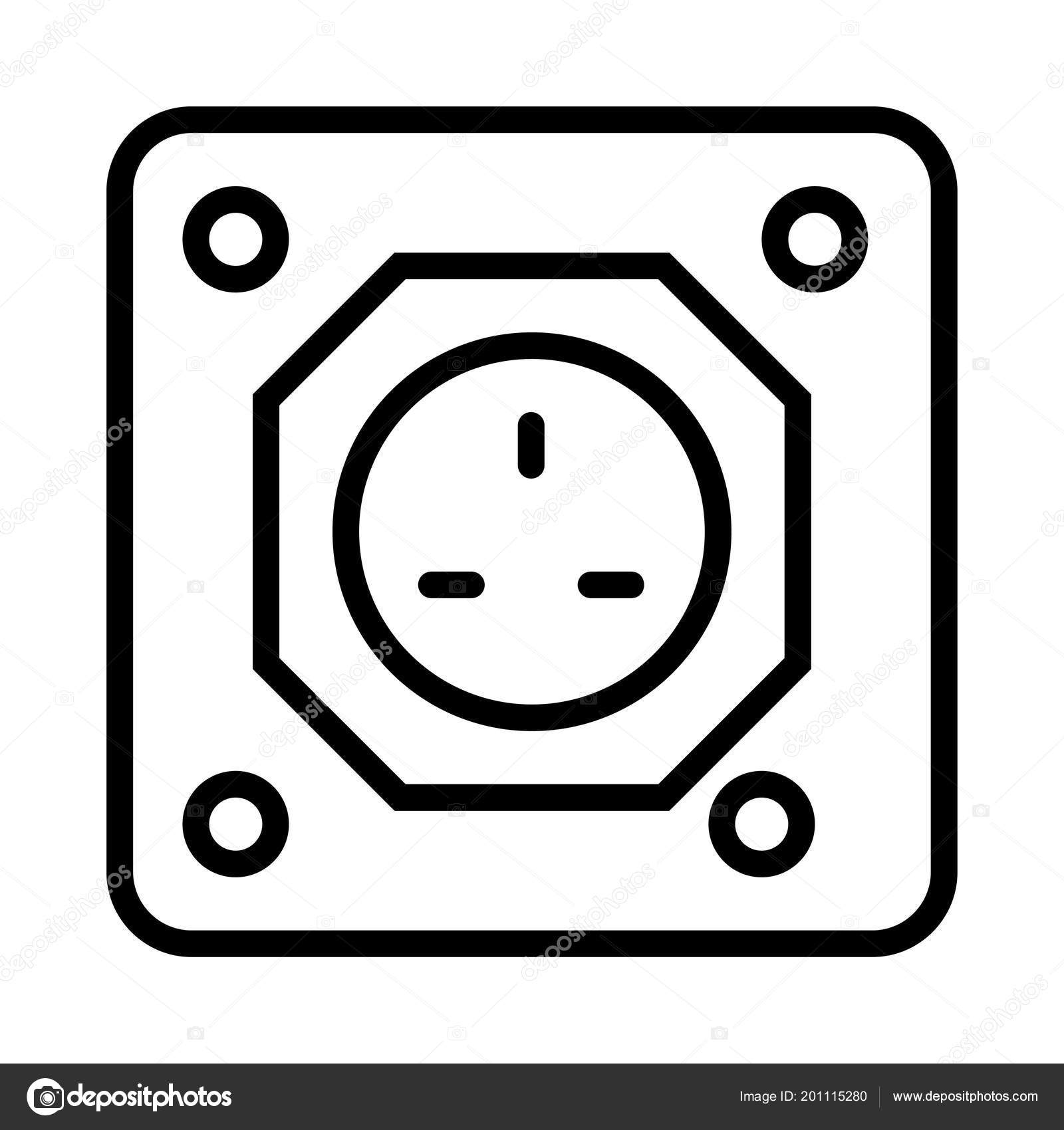 Black Outline Rectangular Socket Isolated White Background Stock Vector ...