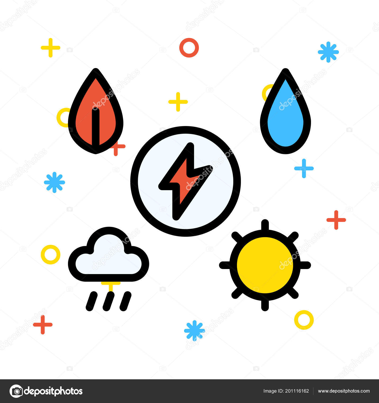 Energy Symbols White Background Colourful Symbols Stock Vector Image by ...