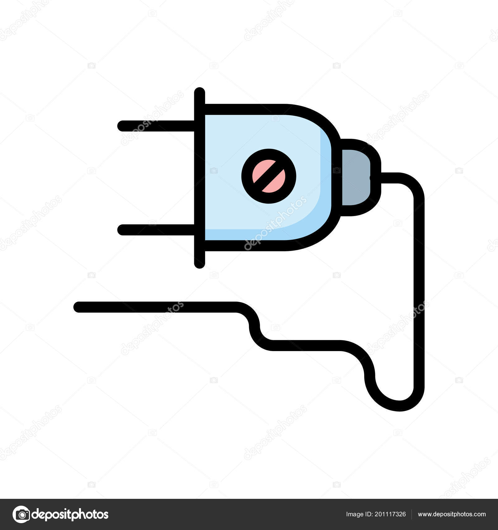 Blue Plug Wrong Sign Isolated White Background Stock Vector by ...