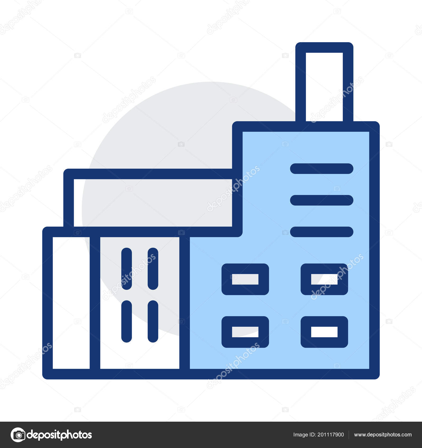 Factory Blue Grey Colours Isolated White Background Stock Vector Image ...