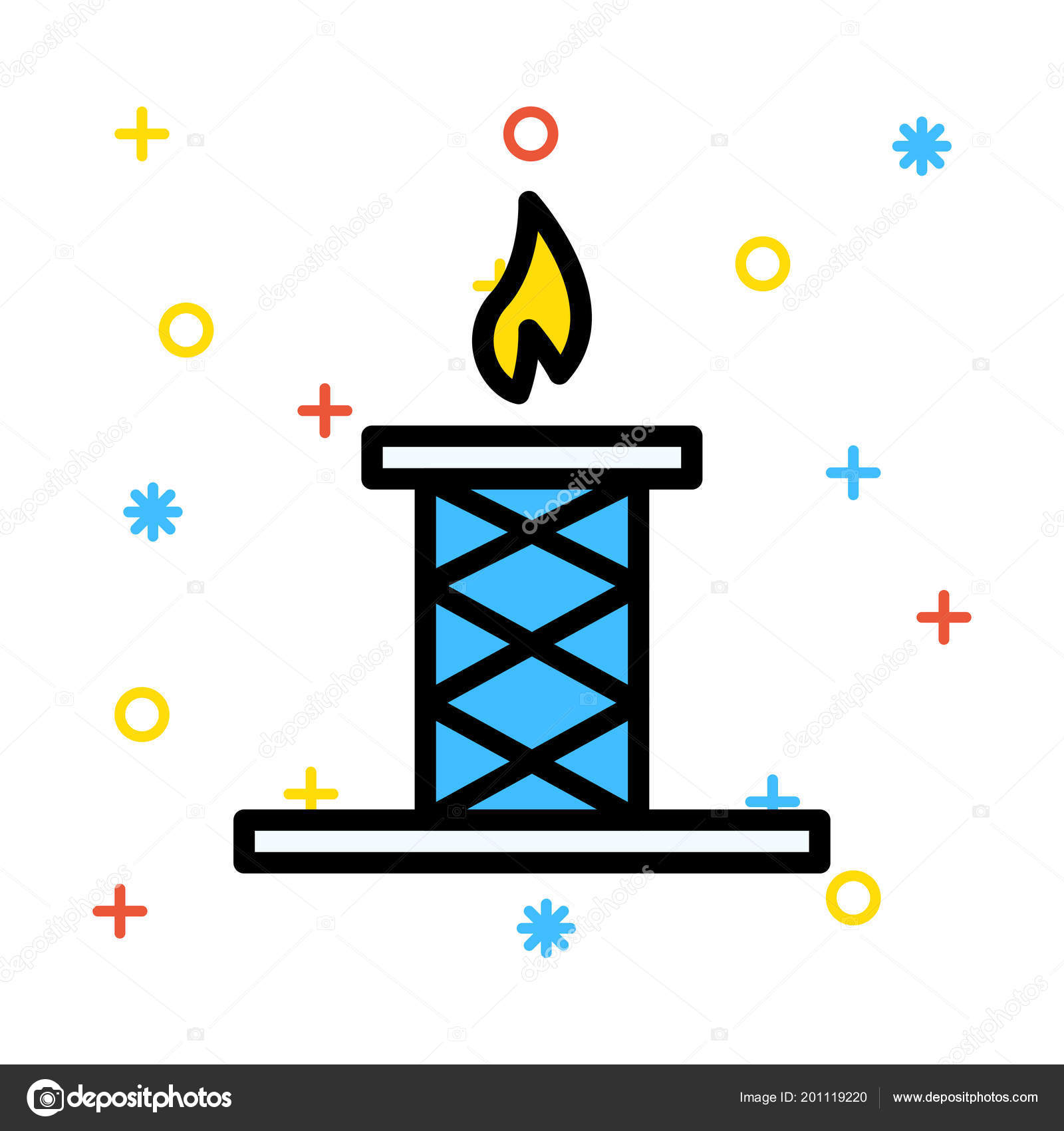Burning Power Line White Background Colourful Symbols Stock Vector by ...