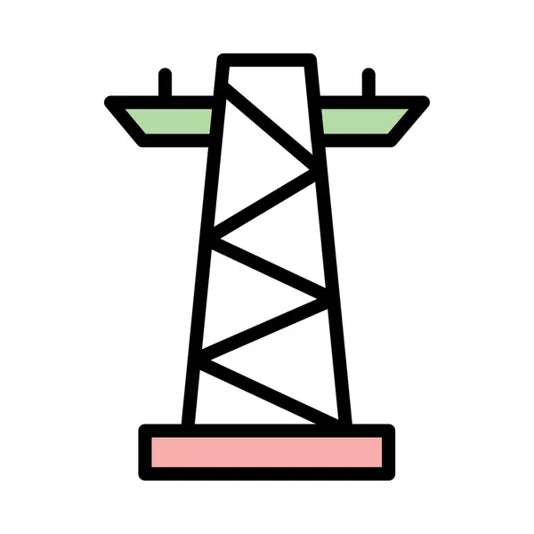 Black Outline Big Power Station Isolated White Background Stock Vector ...