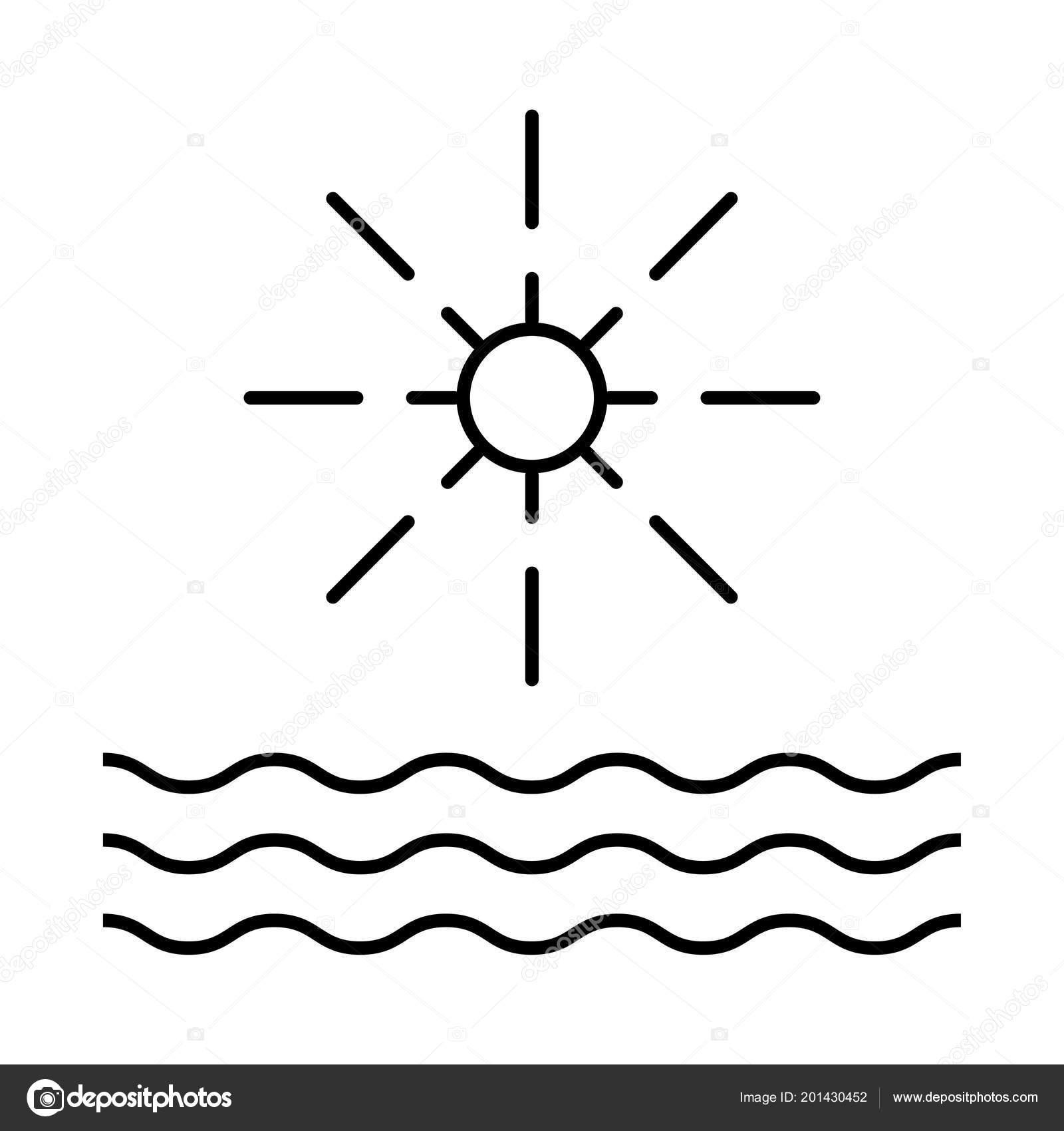 Thin Line Sun Water Isolated White Background Stock Vector by ...