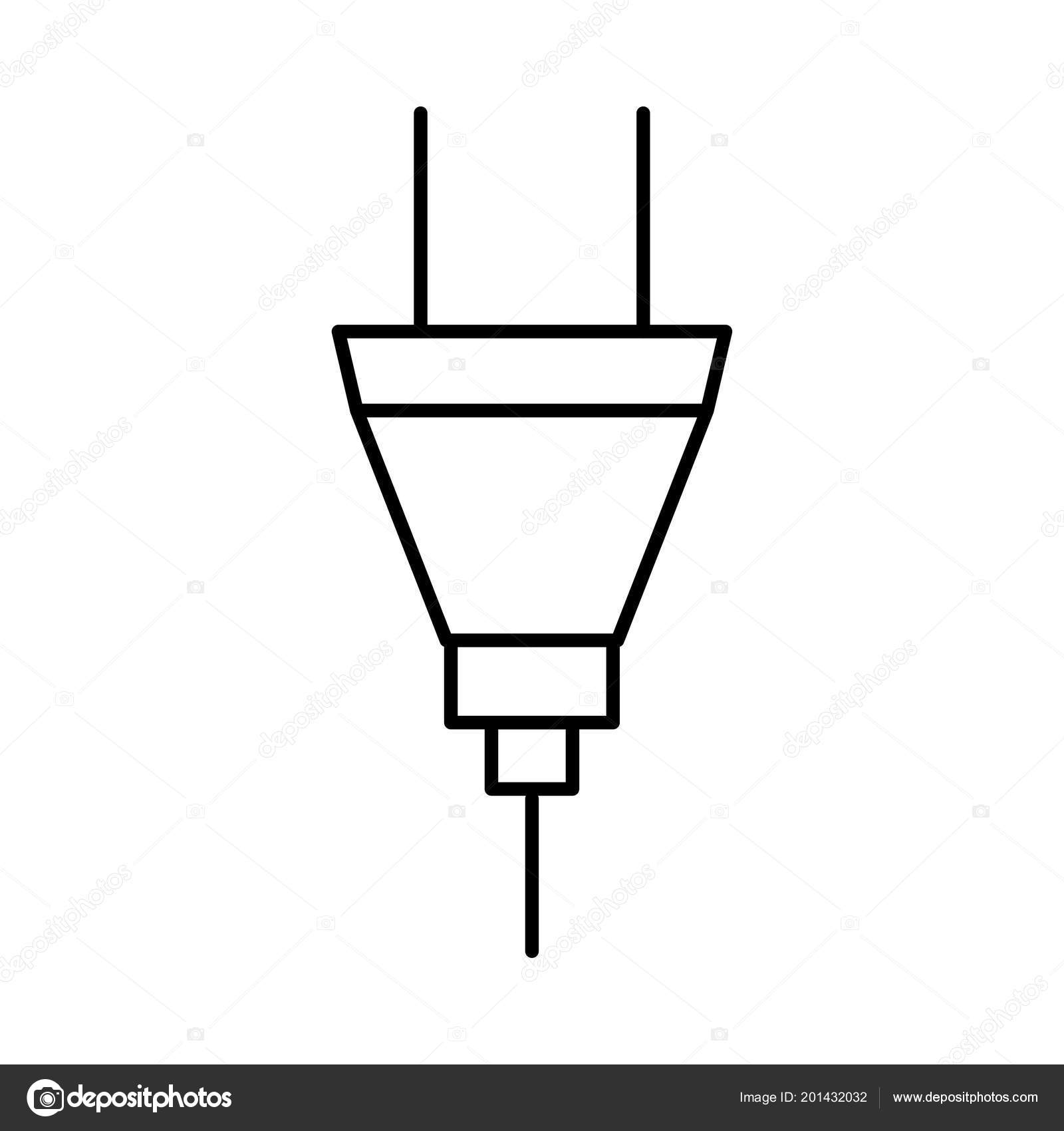 Thin Line Small Plug Isolated White Background Stock Vector by ...