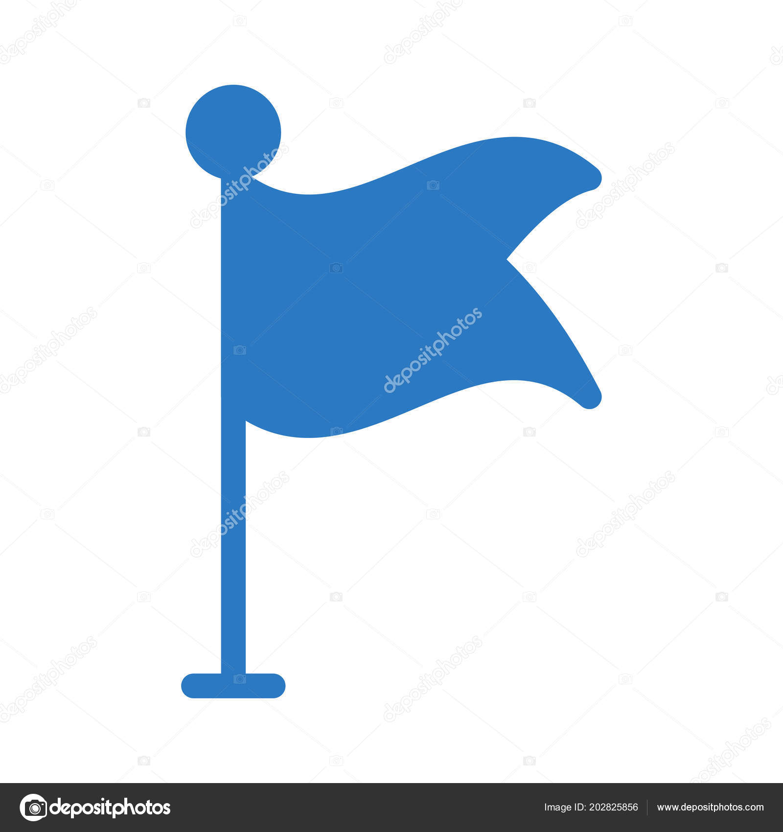 Flag Flat Icon Blue Color Isolated White Background Stock Vector Image ...