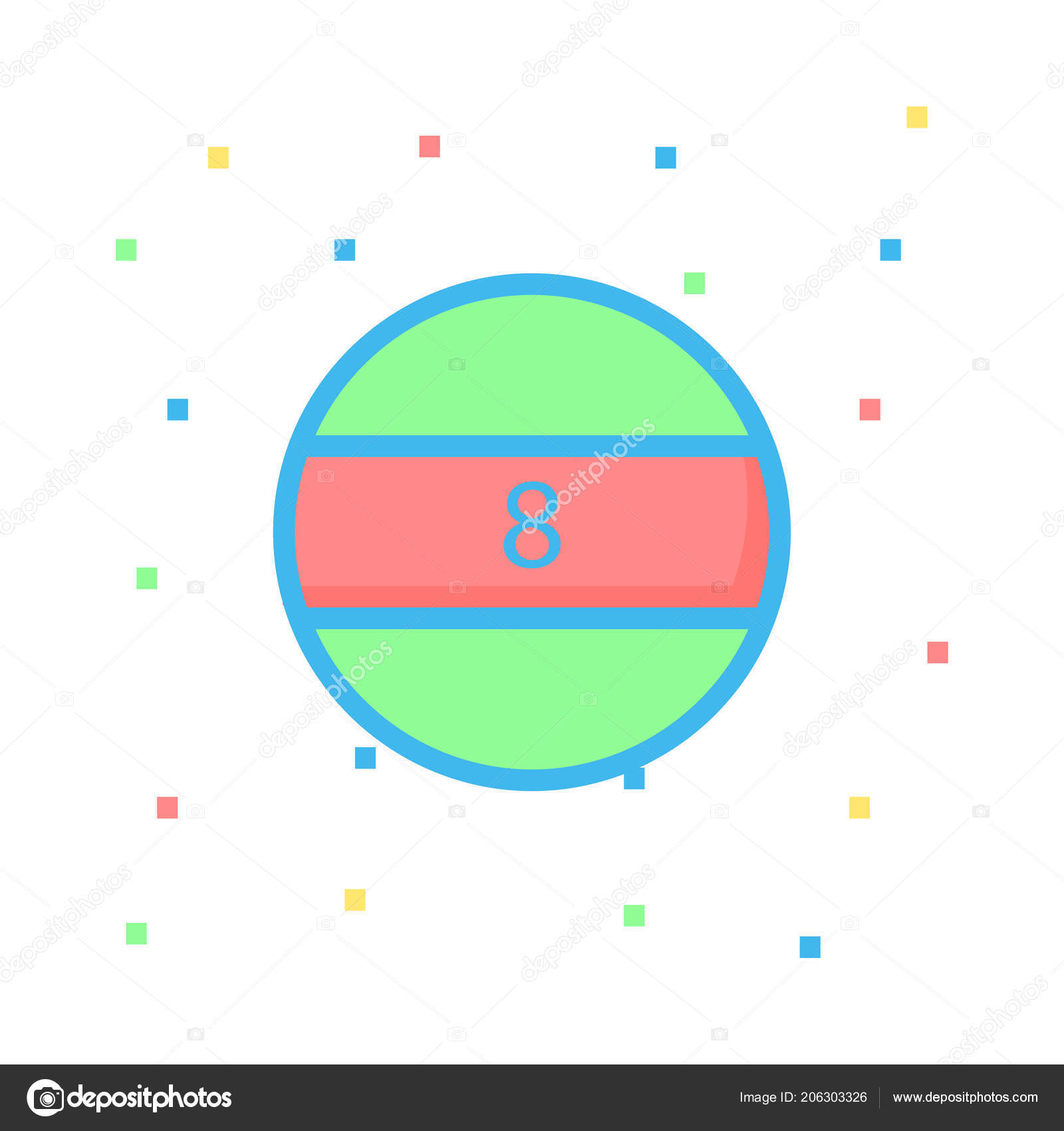 Ball Number Eight Stock Vector by ©dinosoftlabs 206303326