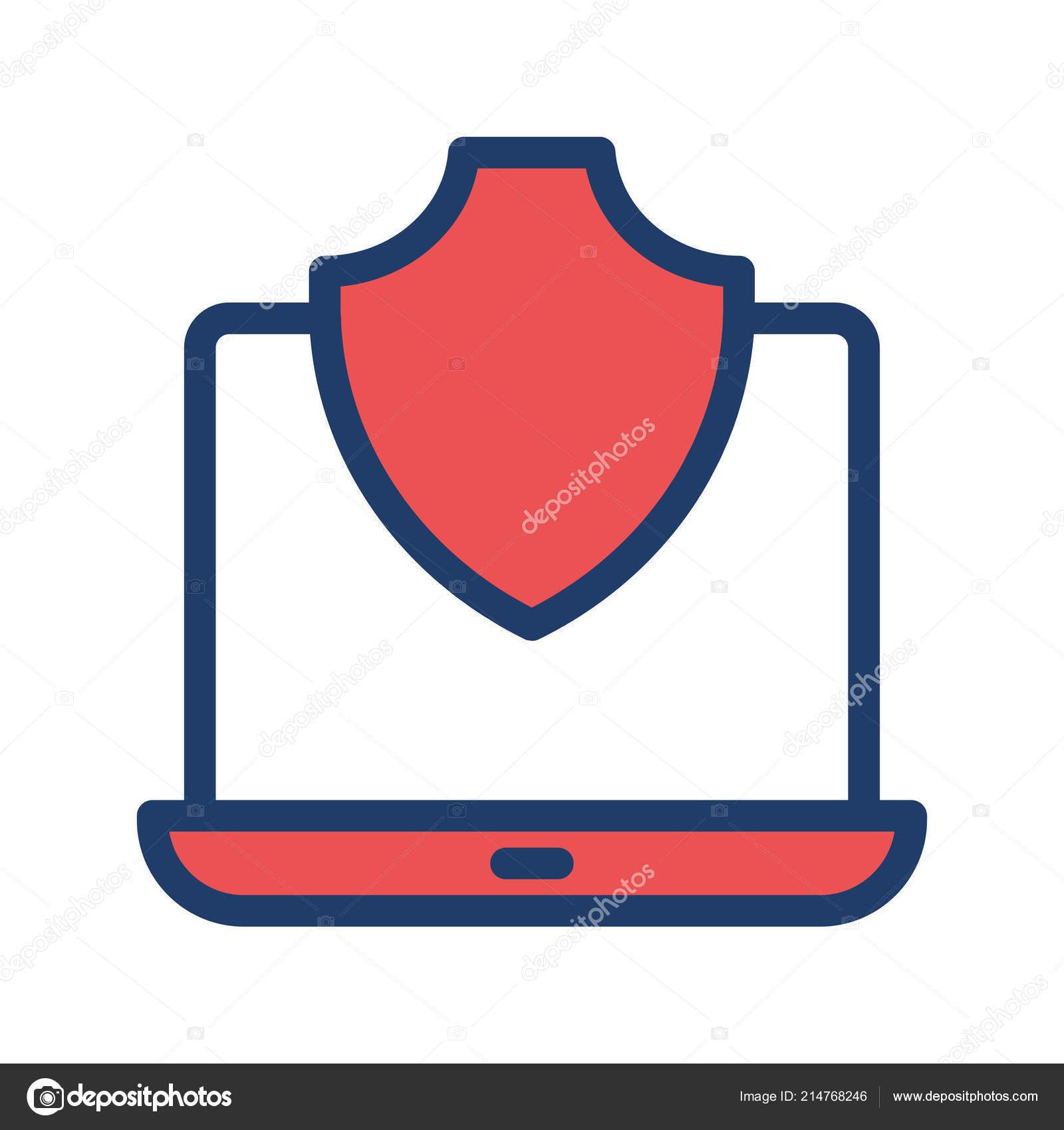 Computer Monitor Shield Icon Vector Illustration Stock Illustration by ...