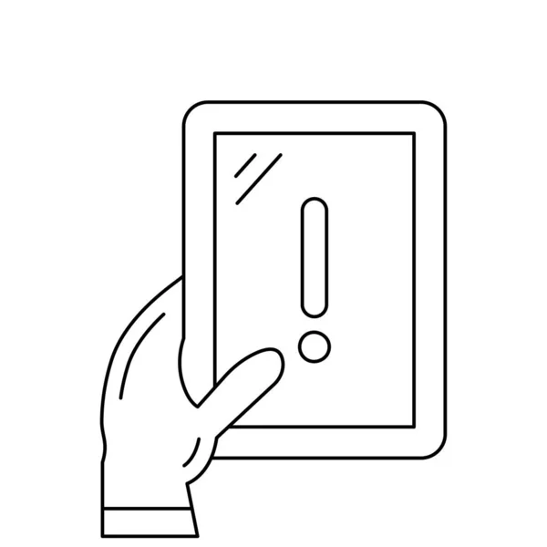 Hand Holding Tablet Warning Sign Screen Flat Icon Isolated White Stock ...