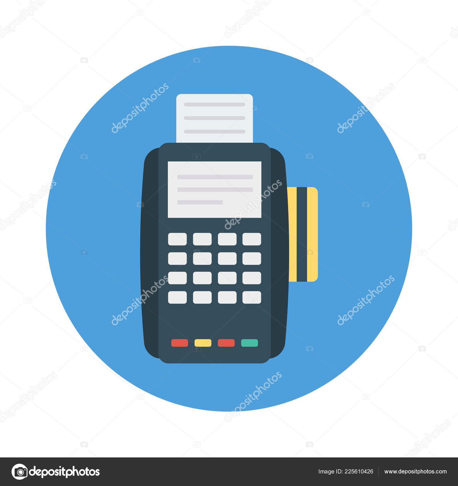 Card Swipe Machine Flat Icon Isolated White Background Vector ...