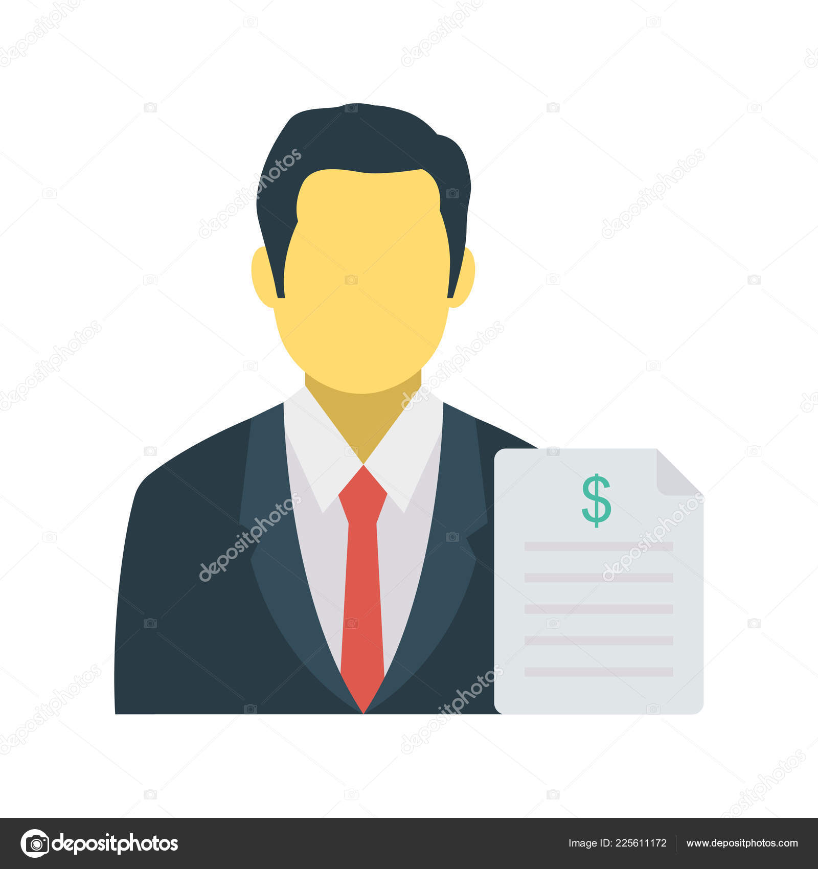 Employee Invoice Bill Flat Icon Isolated White Background Vector ...