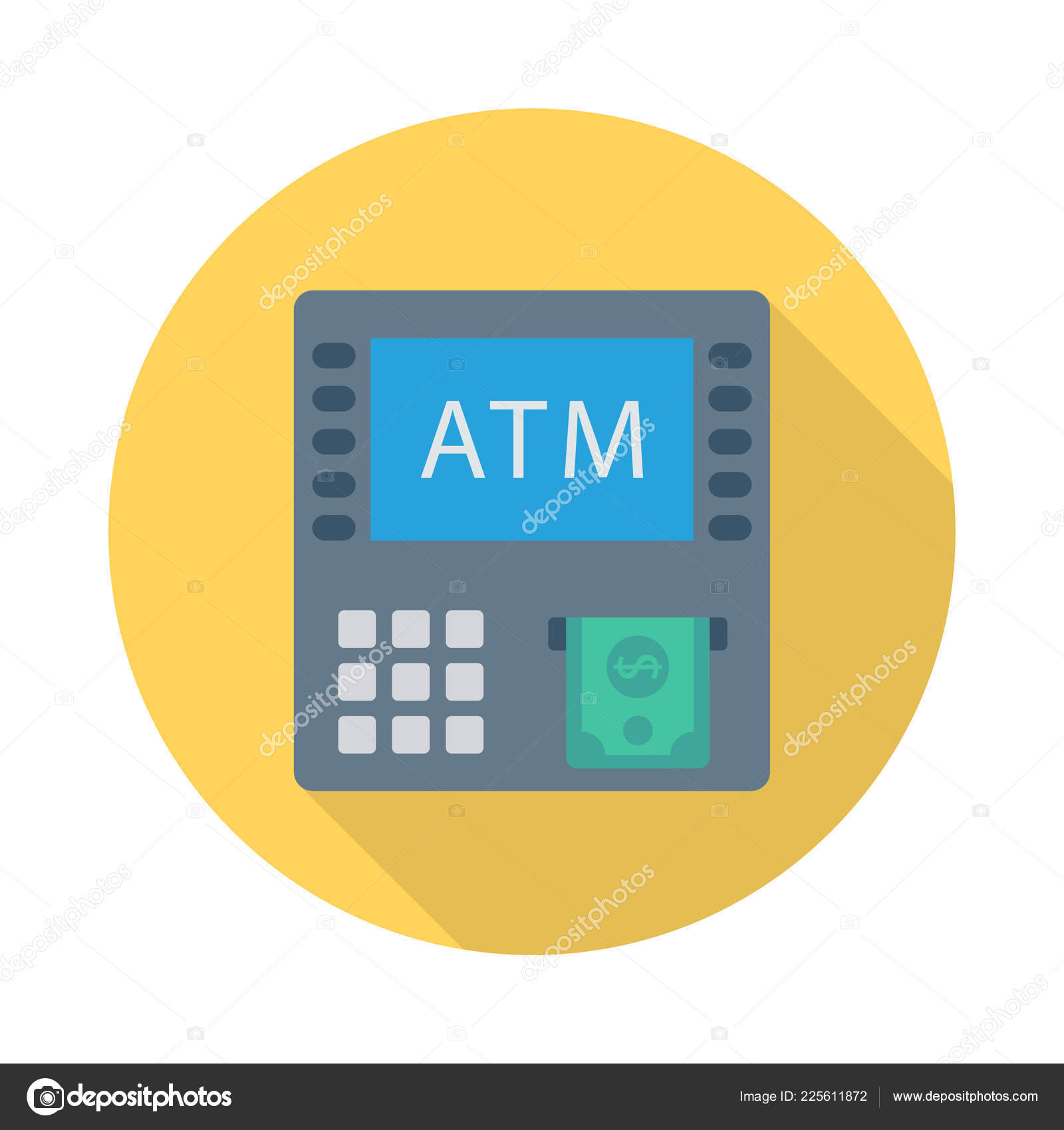 Atm Machine Flat Icon Isolated White Background Vector Illustration ...